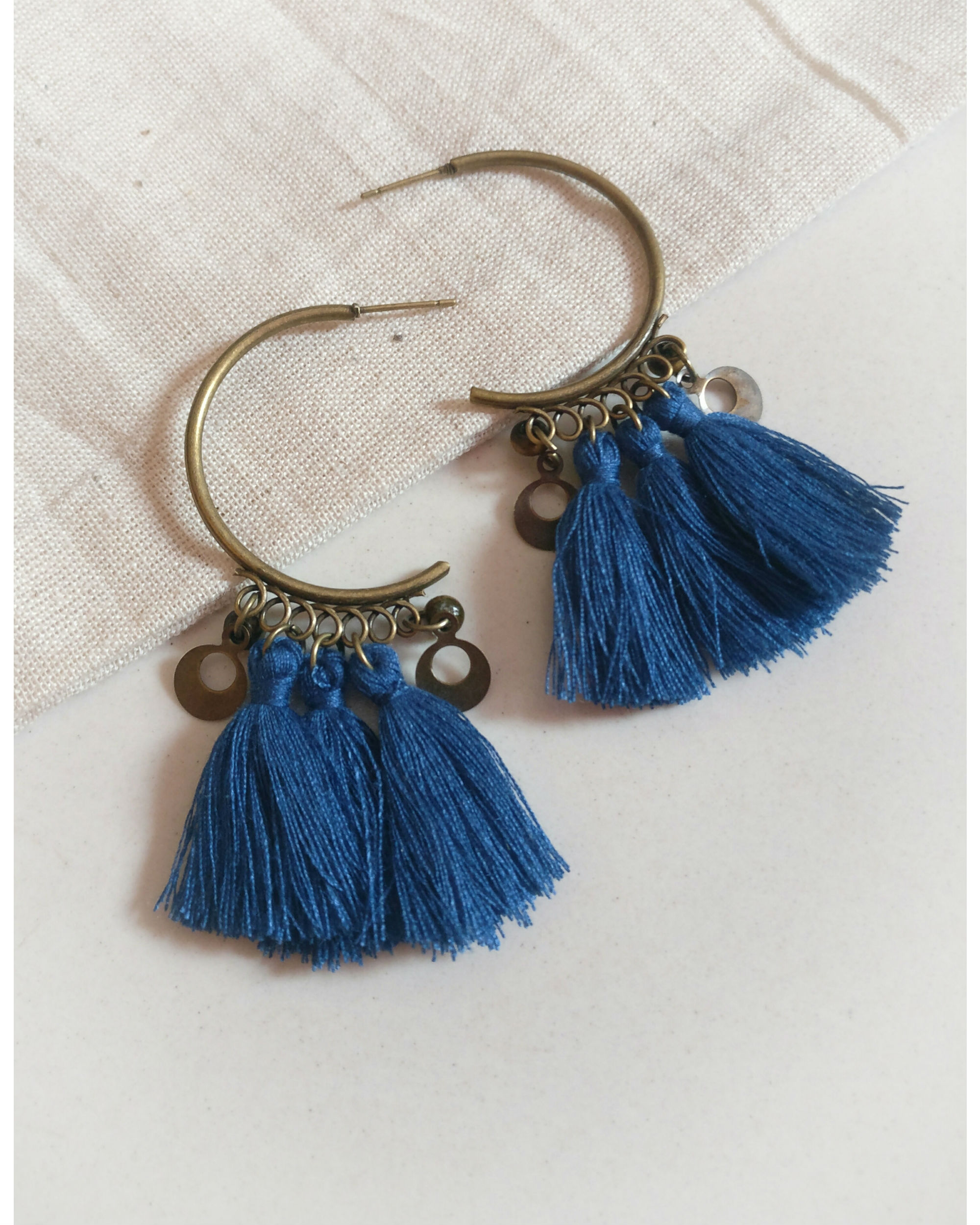 Blue Tassel Hoops by Creyons | The Secret Label