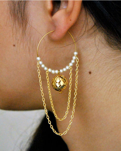 Multi layer chain and pearl ring by Abhika Creations | The Secret Label