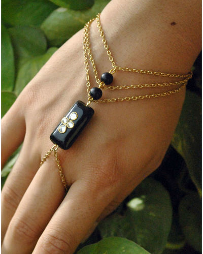 Black multi chain bracelet by Abhika Creations | The Secret Label