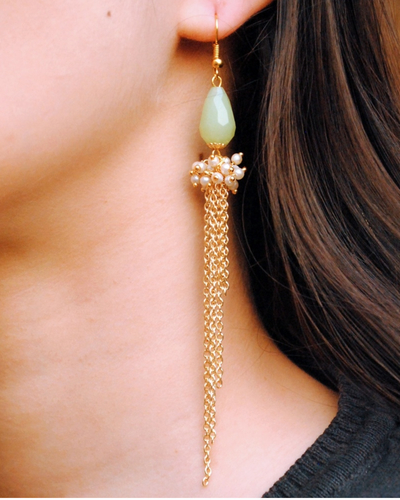 Green drop earrings by Abhika Creations | The Secret Label