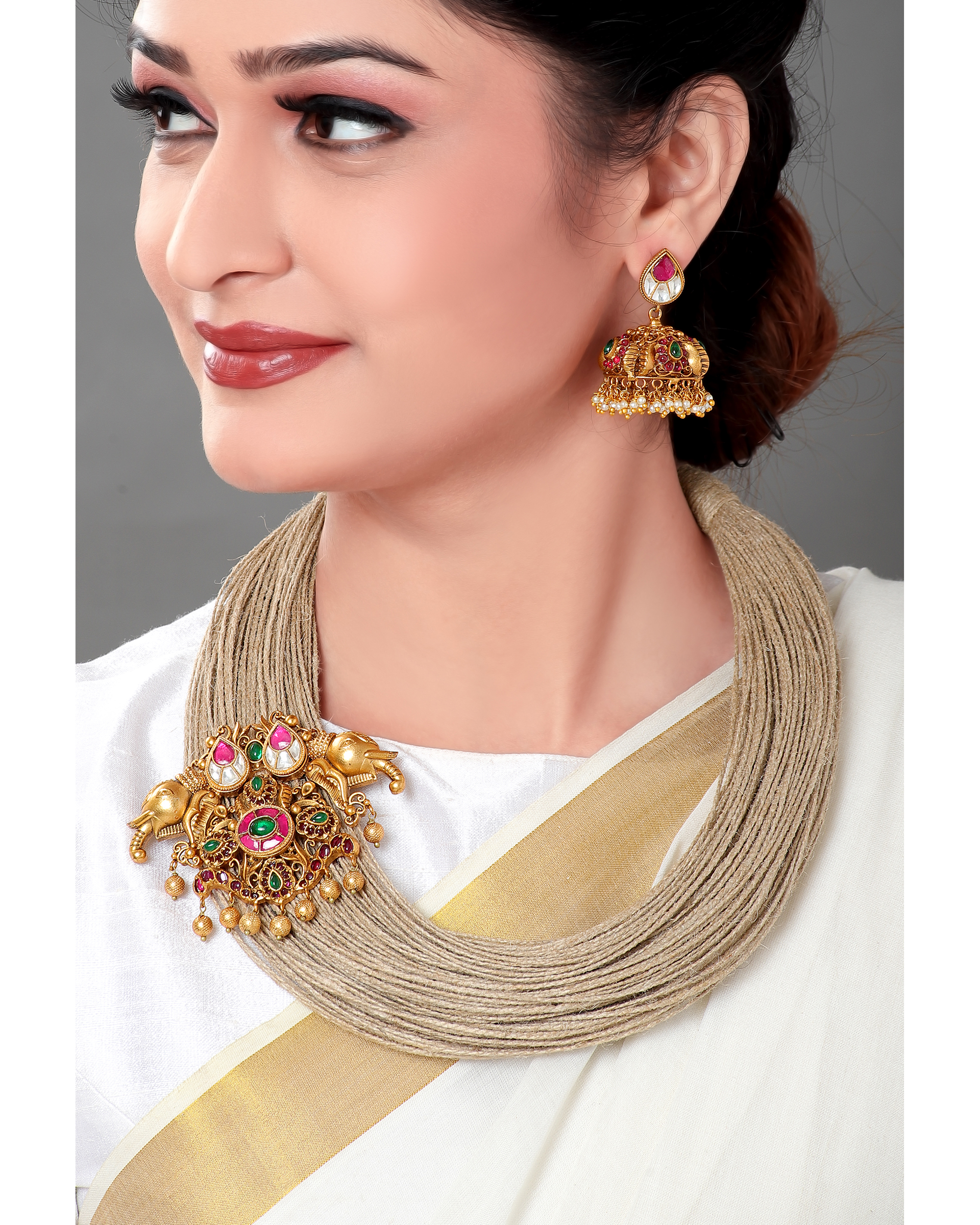 Jute thread elephant neckpiece set- set of two by Joules By Radhika ...