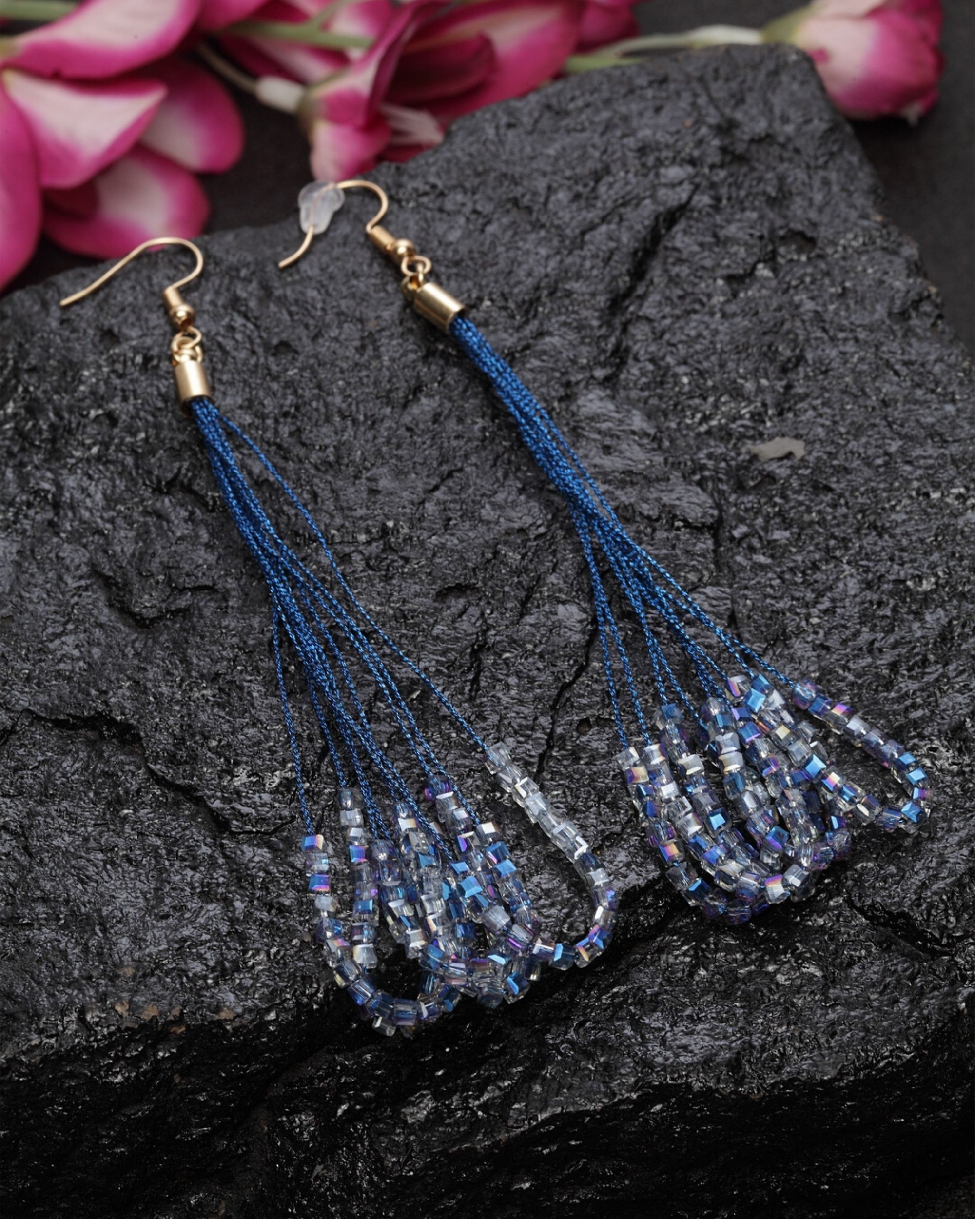 Blue tourmaline stones loop earrings by Dugri Style | The Secret Label