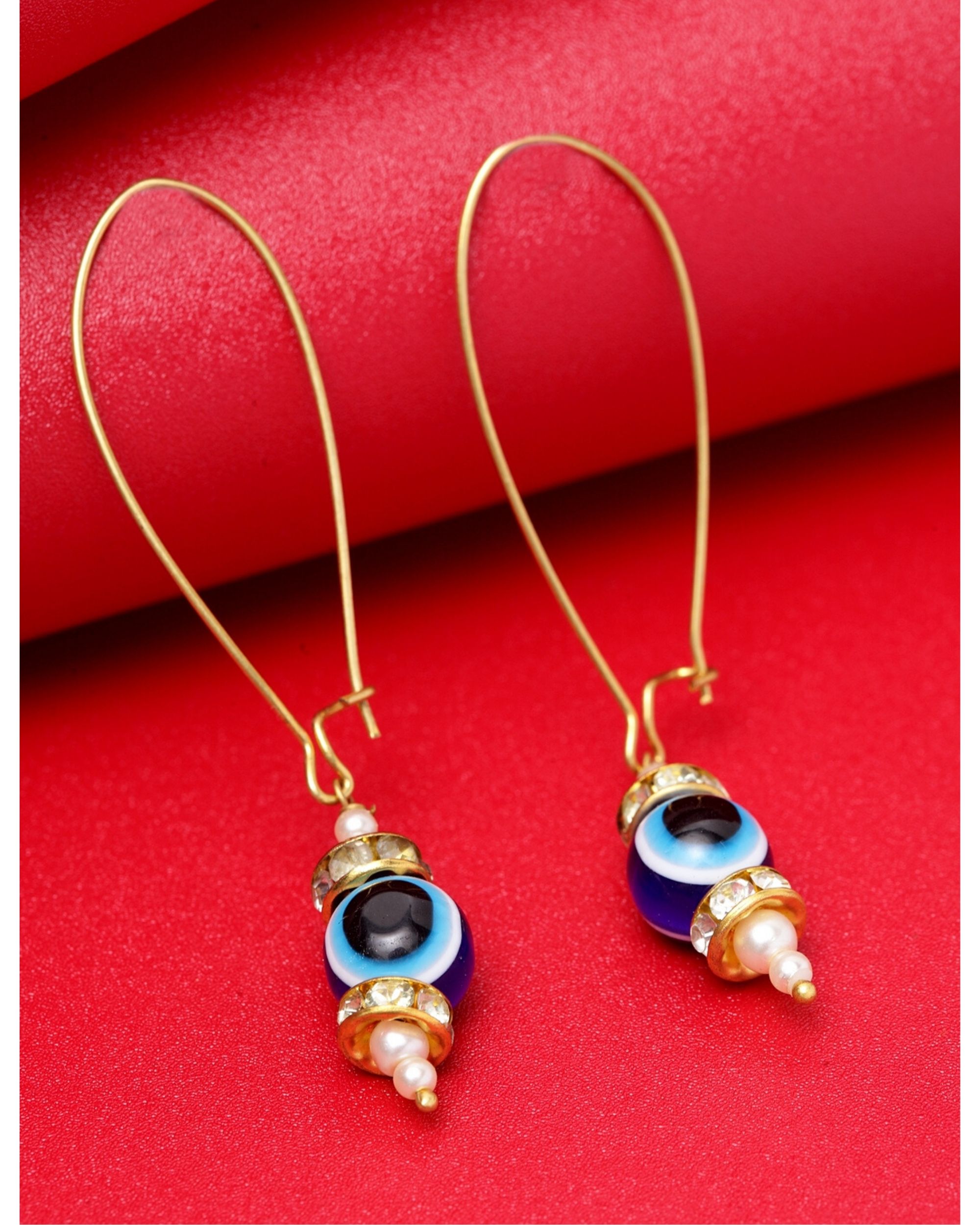 Blue and white stones loop earrings by Dugri Style | The Secret Label