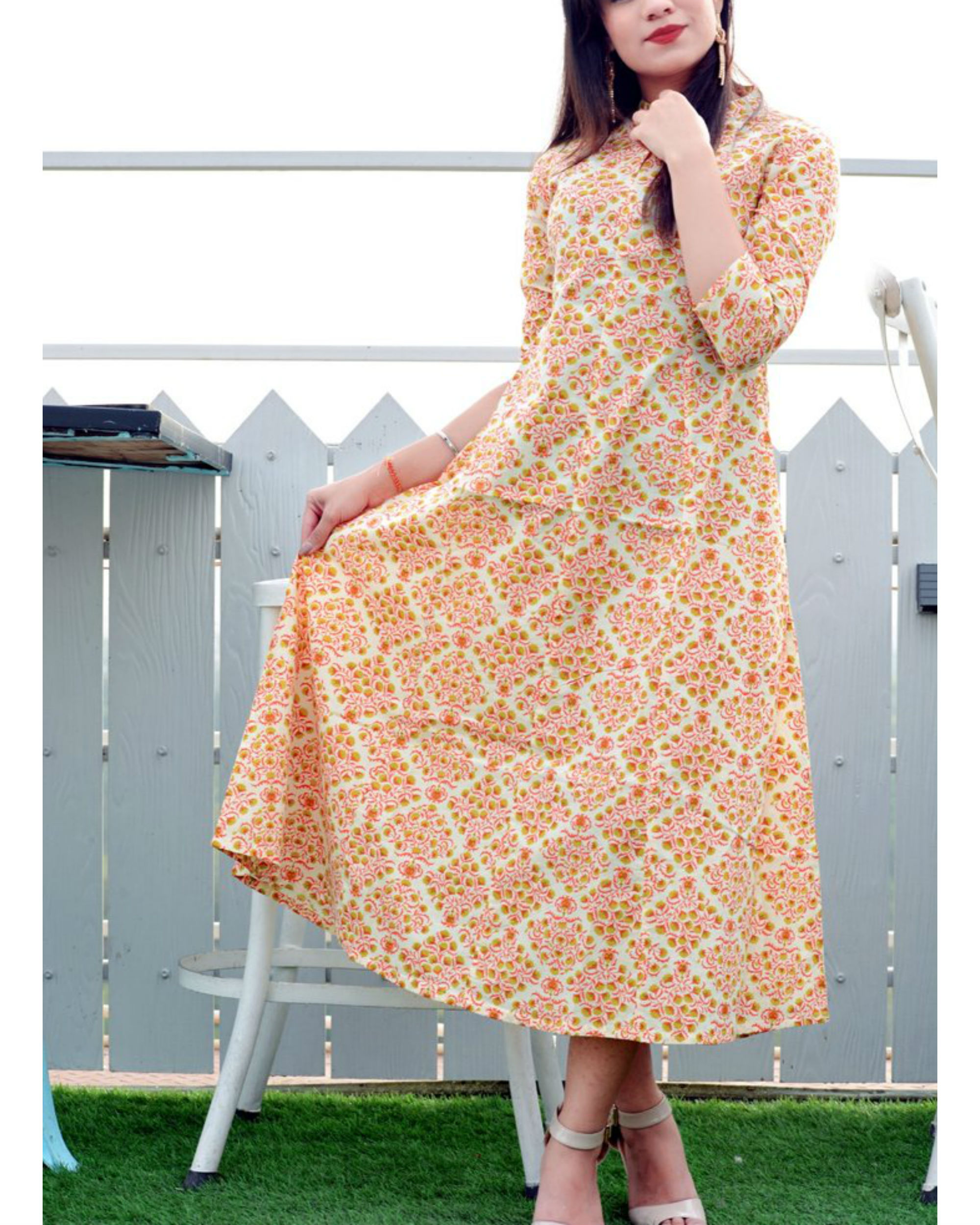 Floral printed flared dress by Thread and Button | The Secret Label