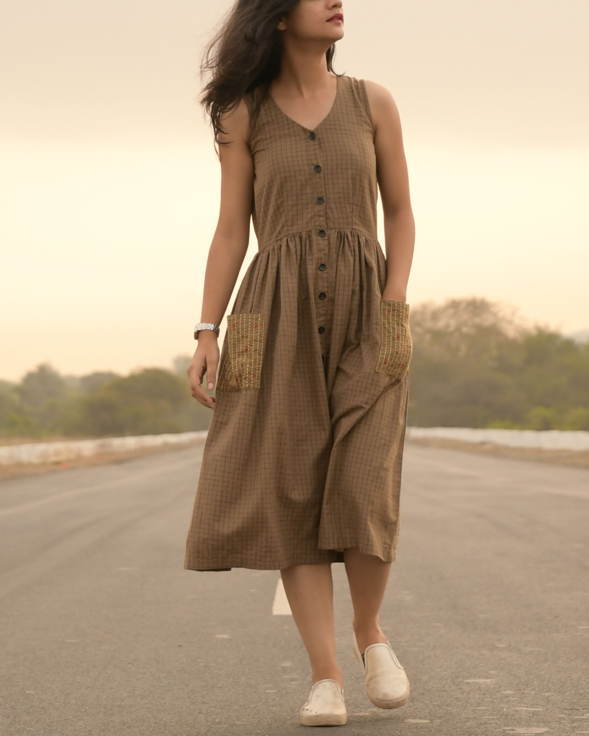 Cotton gathered dress by Threeness | The Secret Label