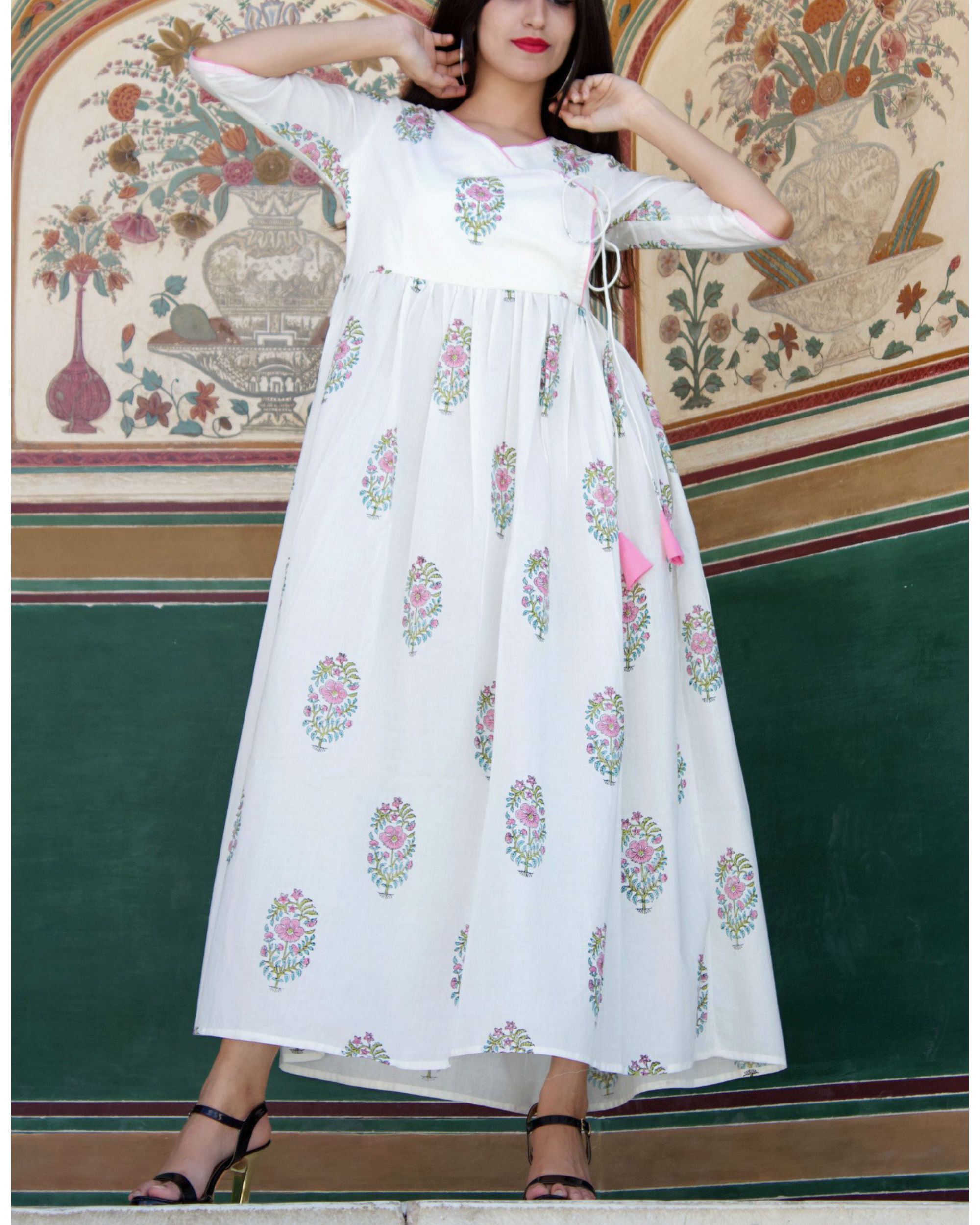 Pink Boota angrakha dress by Thread and Button | The Secret Label