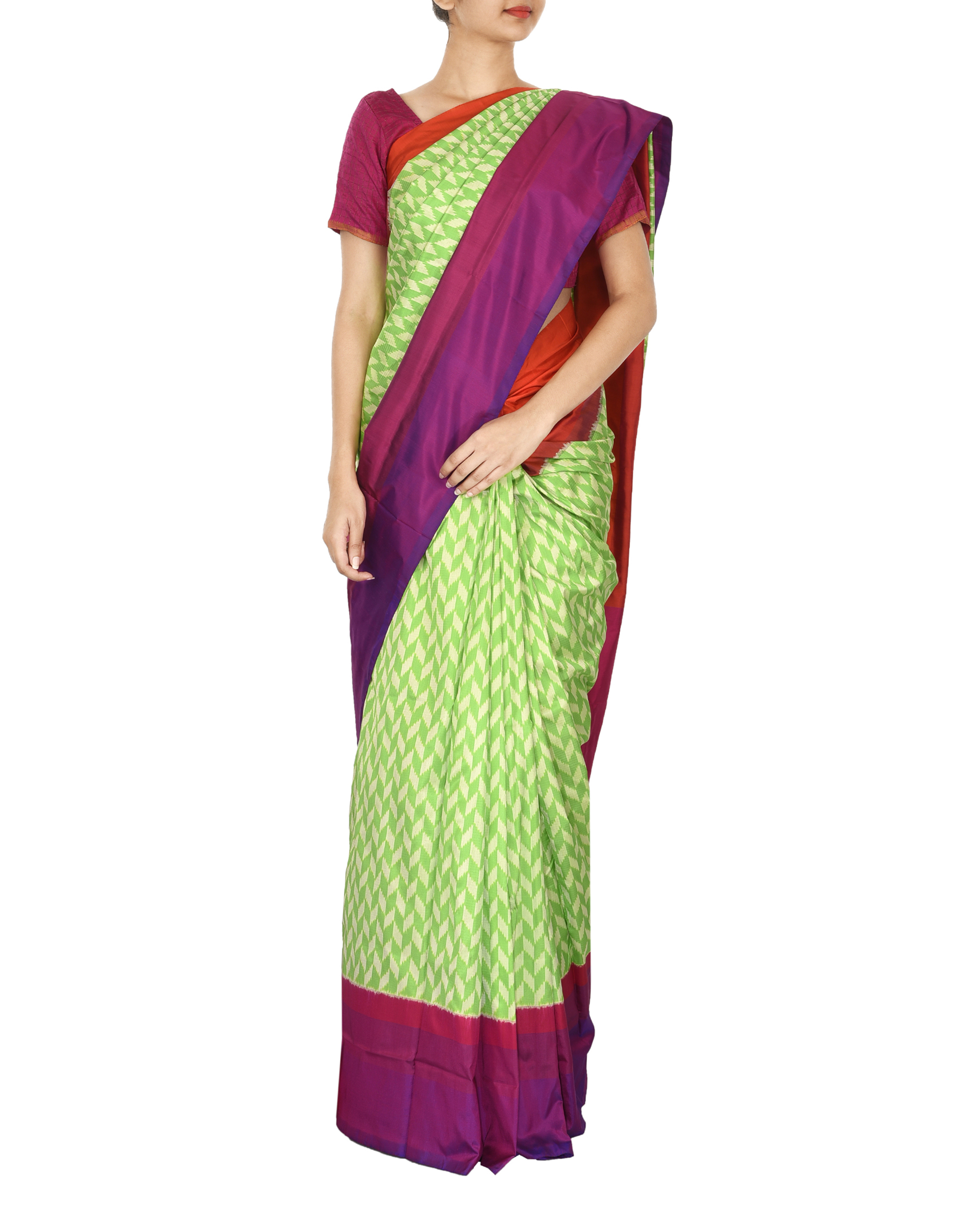 Tesselated ikat sari by Weaves Of India | The Secret Label