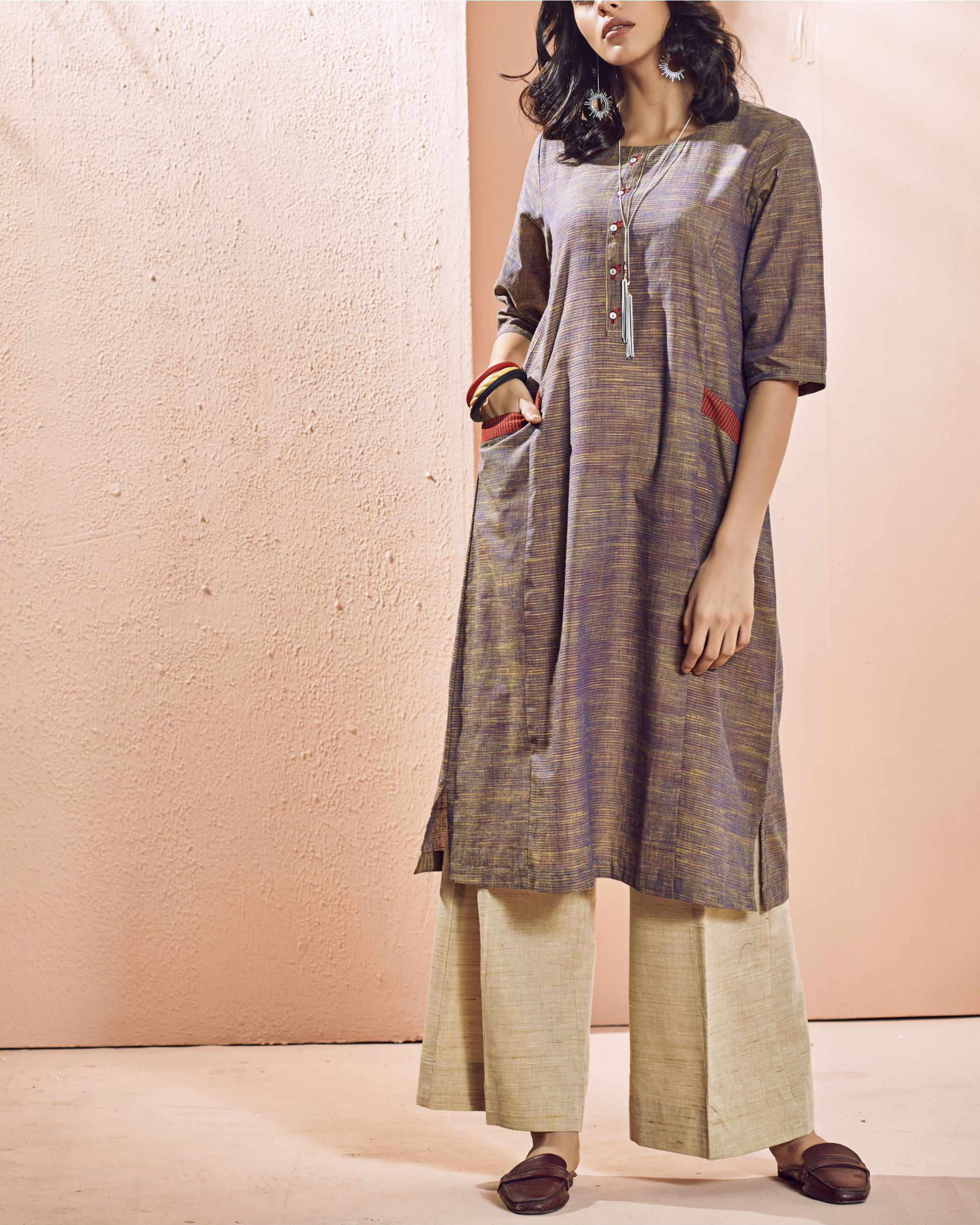 Violet pocket kurta by IDAR | The Secret Label