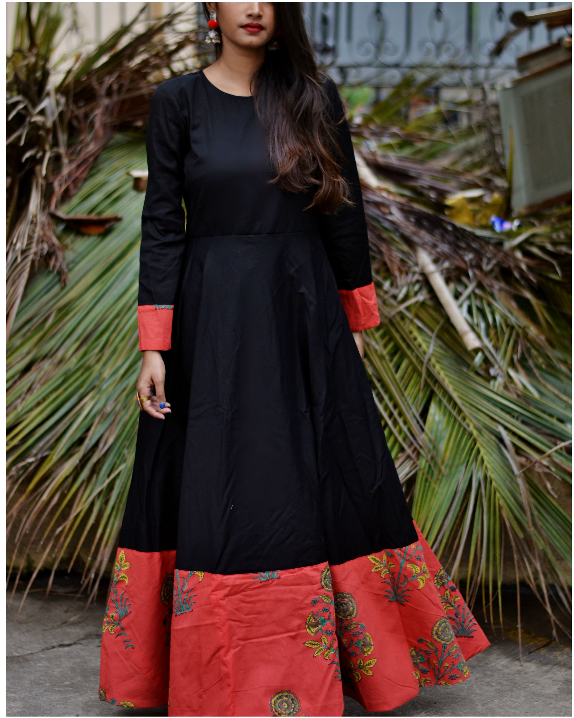 Black printed border dress by Tie & Dye Tale | The Secret Label