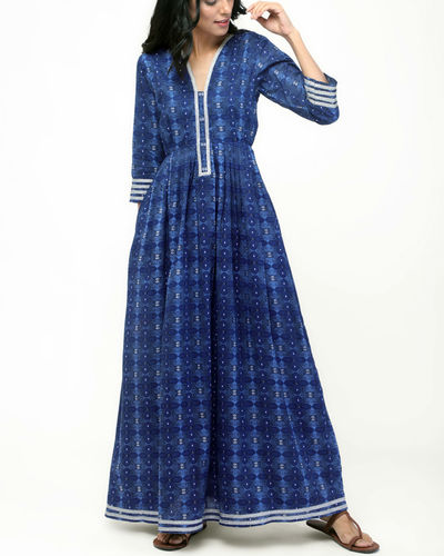 Blue flared grid dress by trueBrowns | The Secret Label
