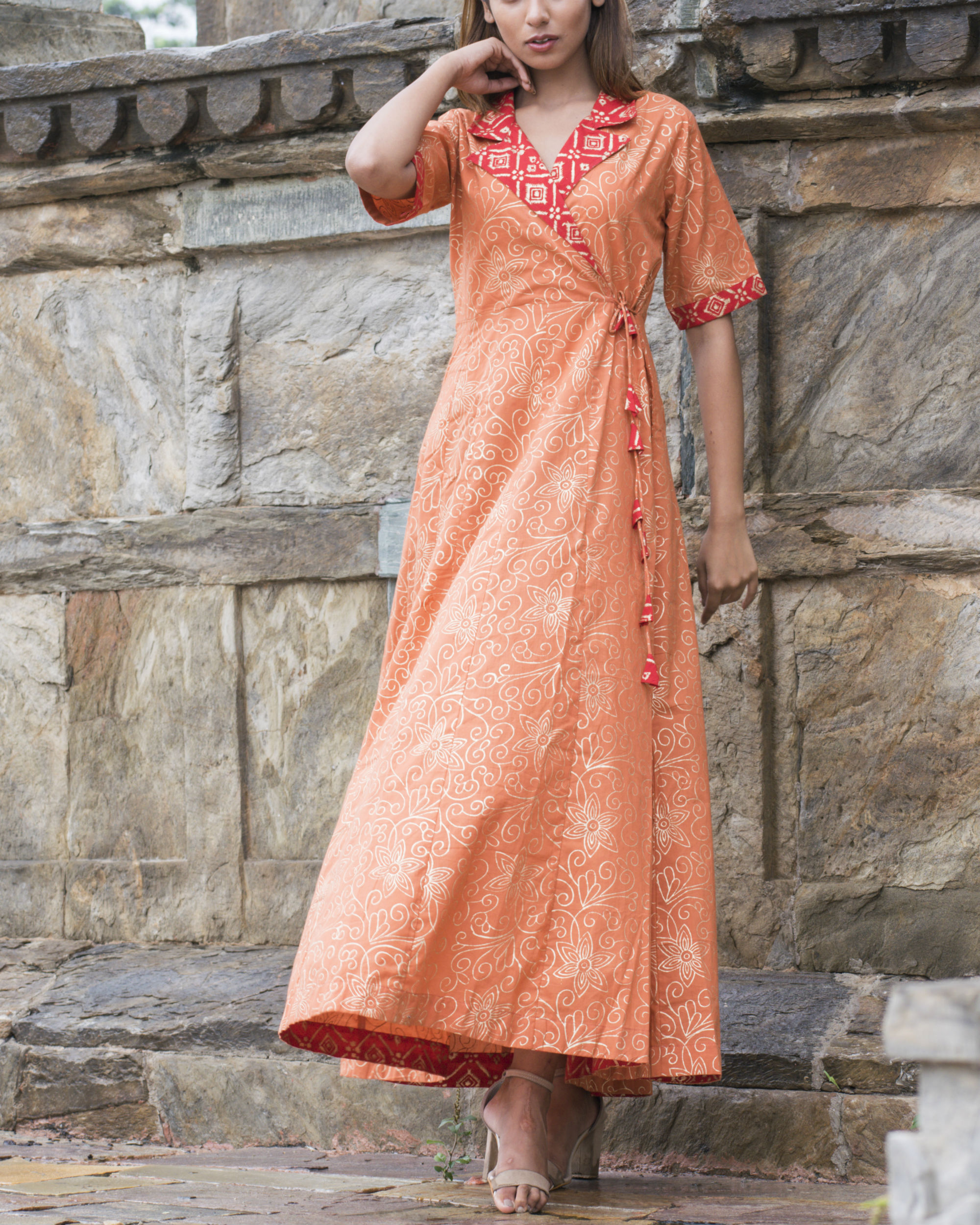 Rust Tasseled Dress By Chokhi Bandhani The Secret Label