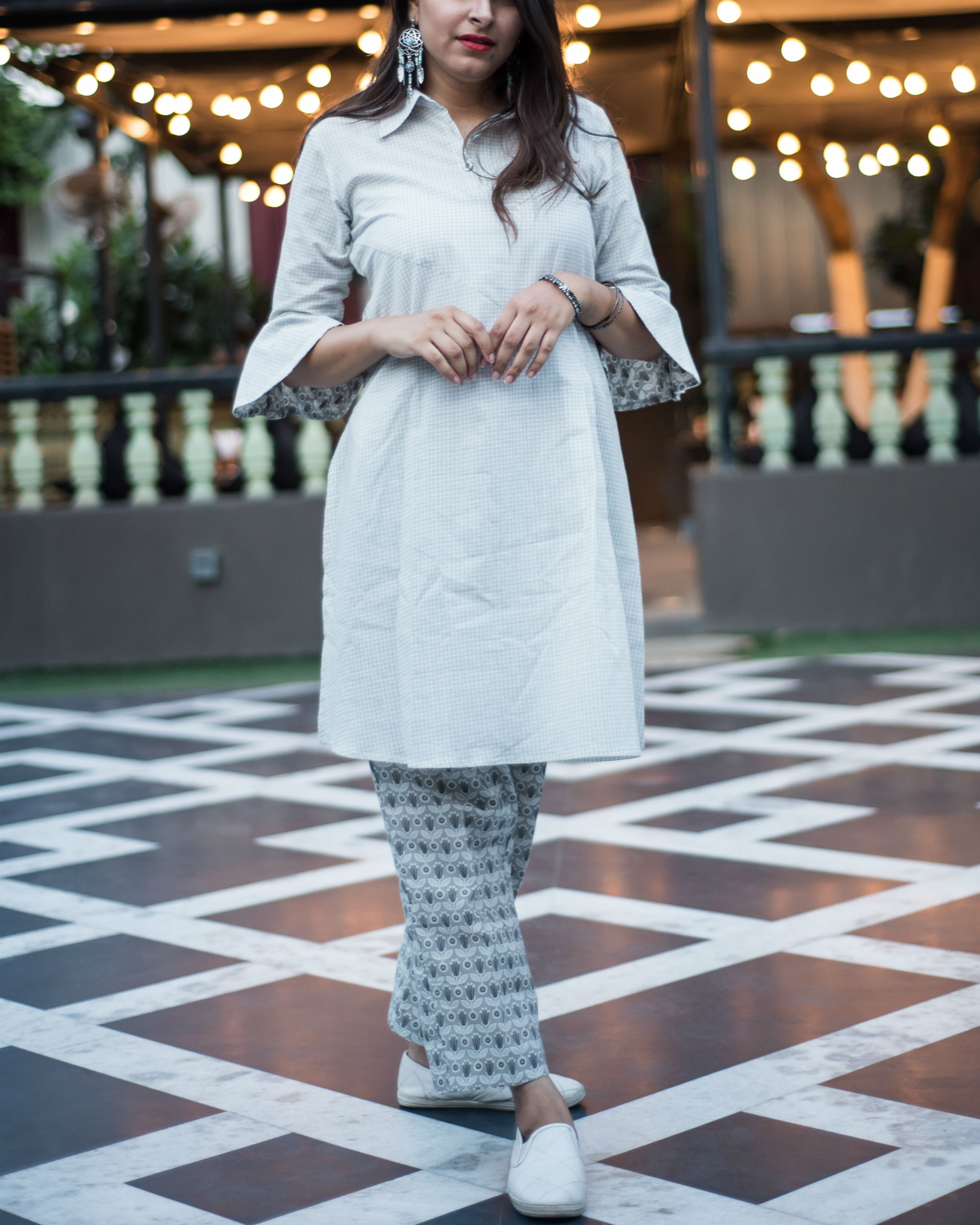 Shades of grey kurta set by Elanora | The Secret Label