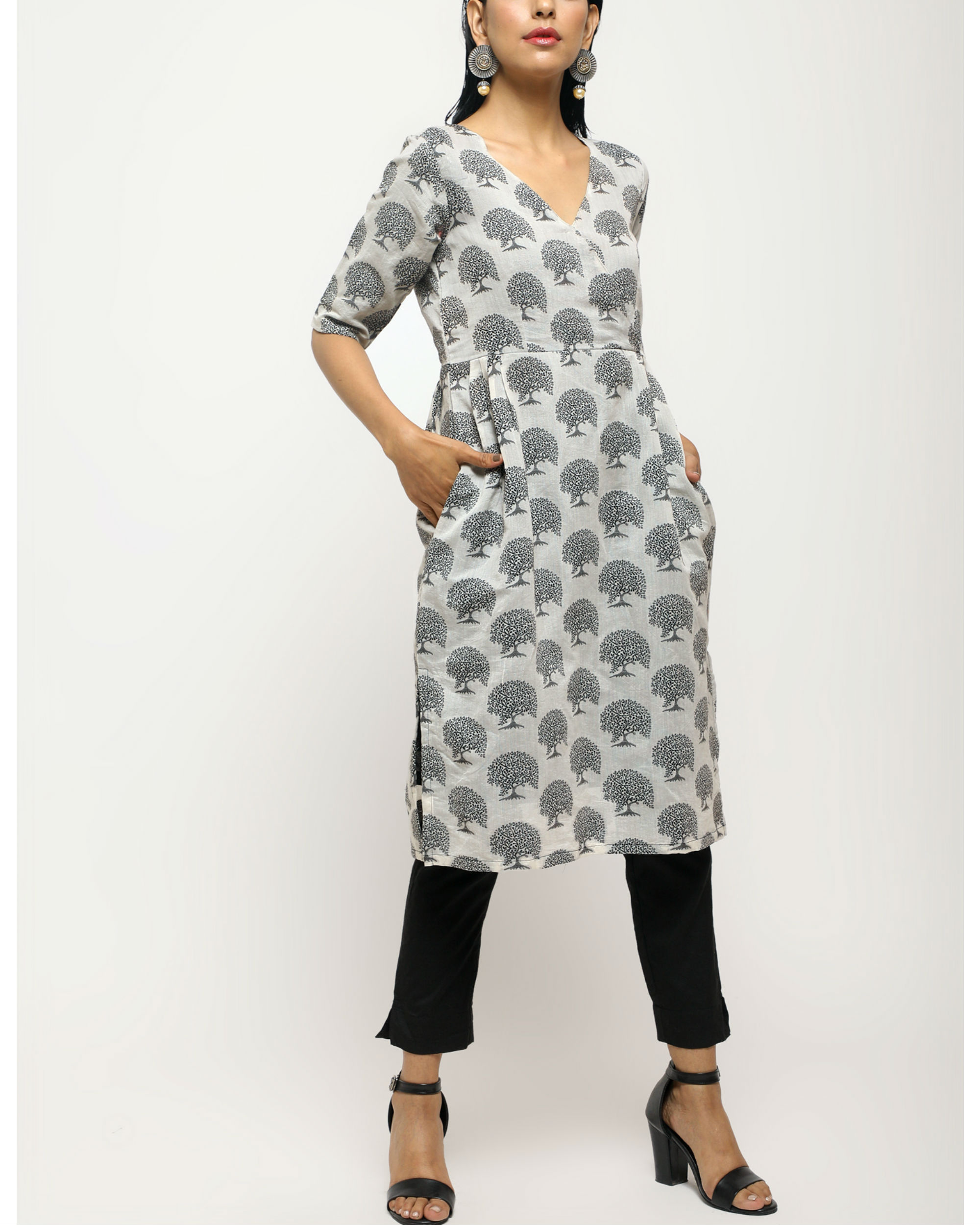 White Angrakha Tree Print set by trueBrowns | The Secret Label