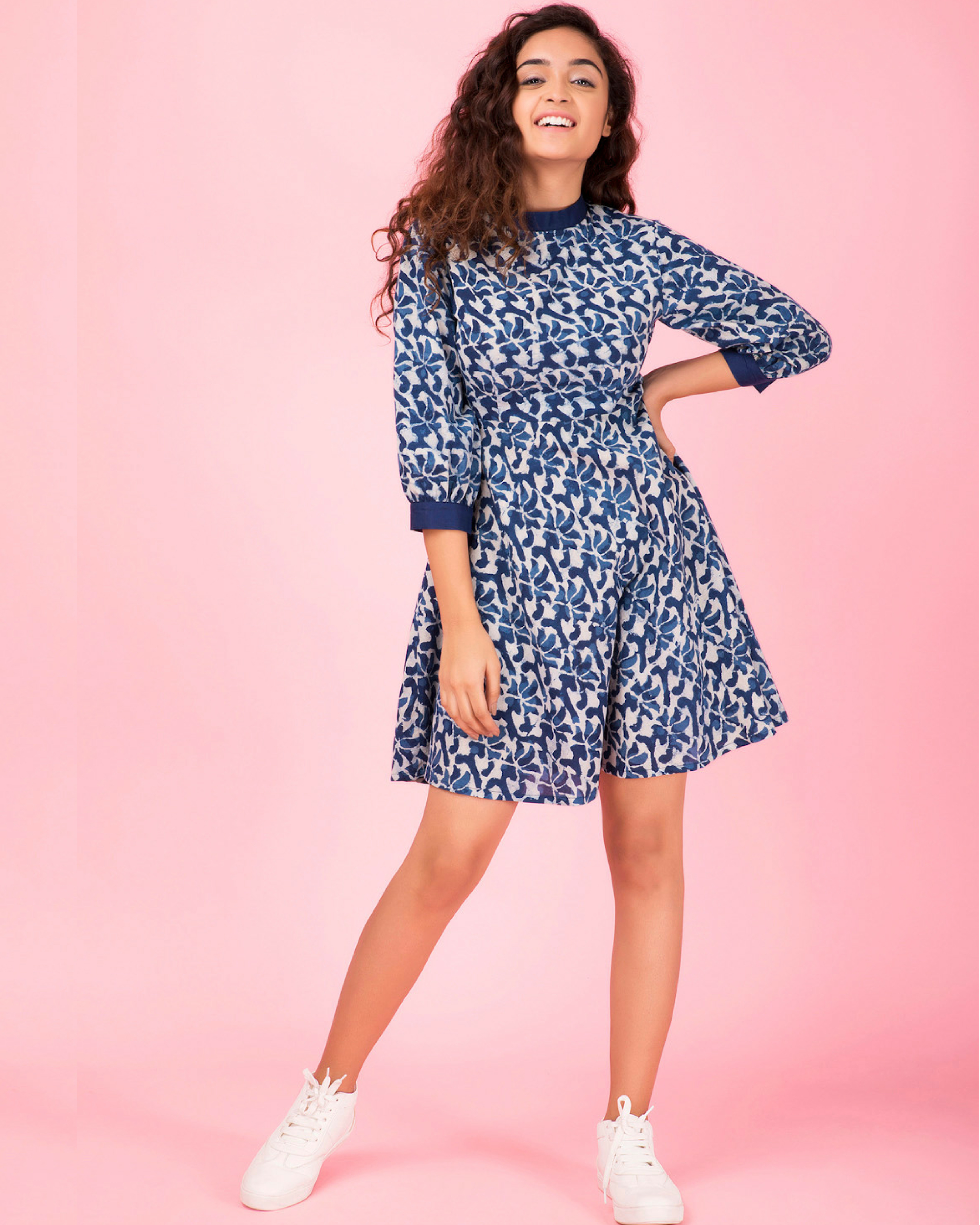 Cotton indigo petal dress by Twirl Studio | The Secret Label
