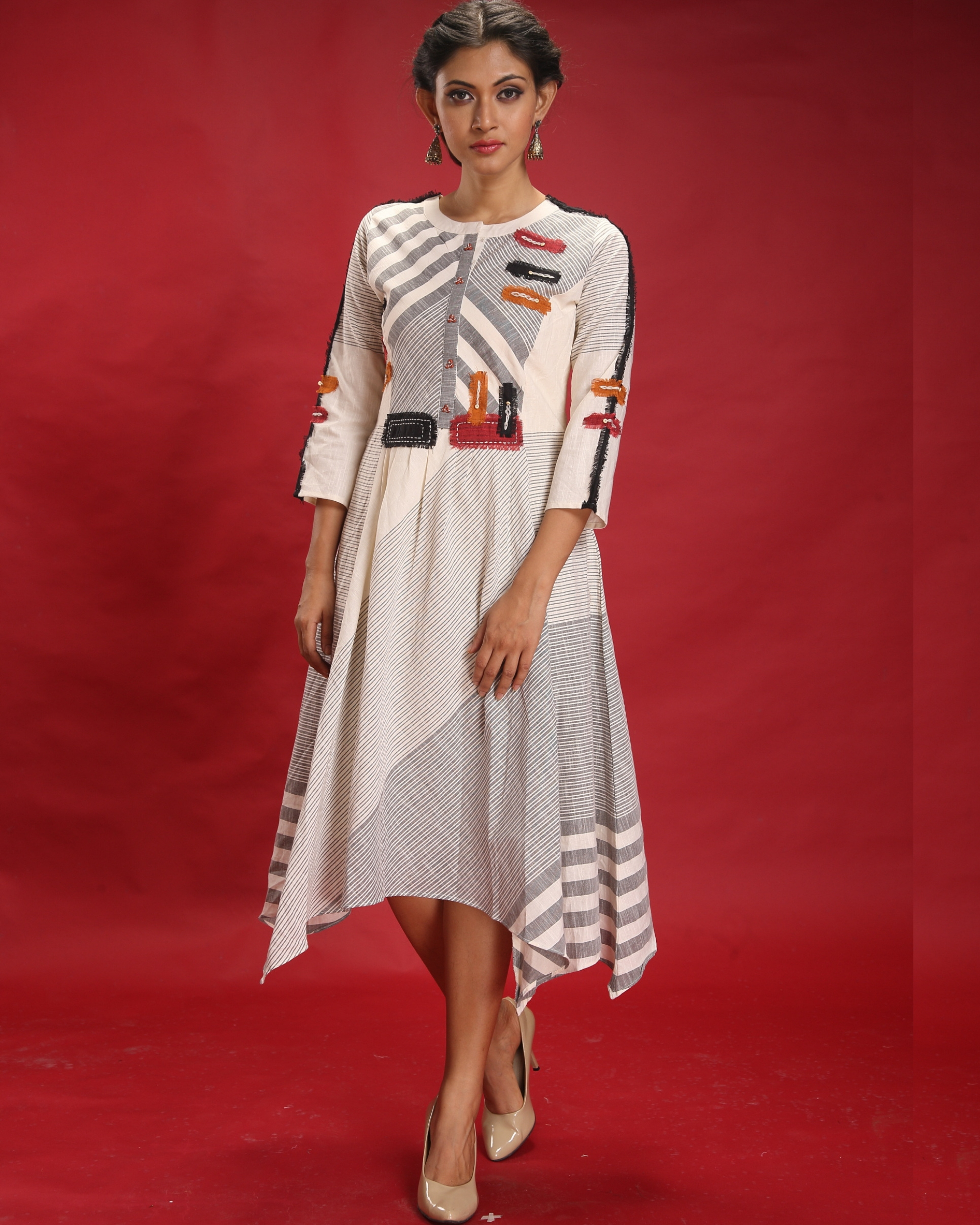 Beige patchwork tunic by Miar | The Secret Label