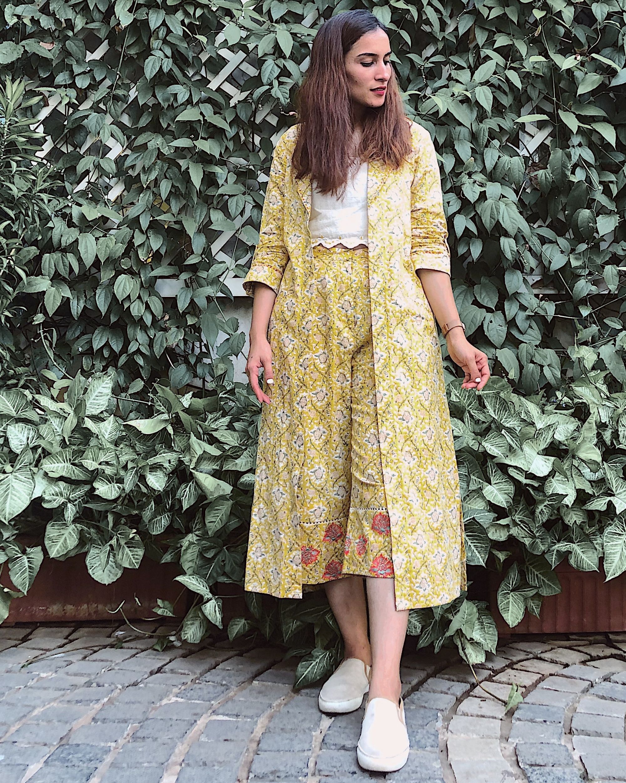Yellow printed jacket set - set of three by Threeness | The Secret Label