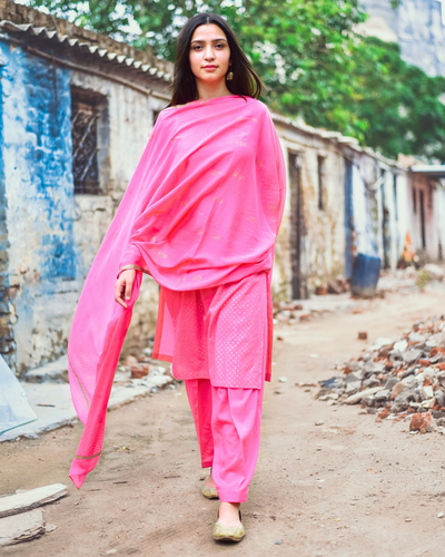 Pink and Gold Festive Suit Set - Set of Three by The Hemming Bird | The ...