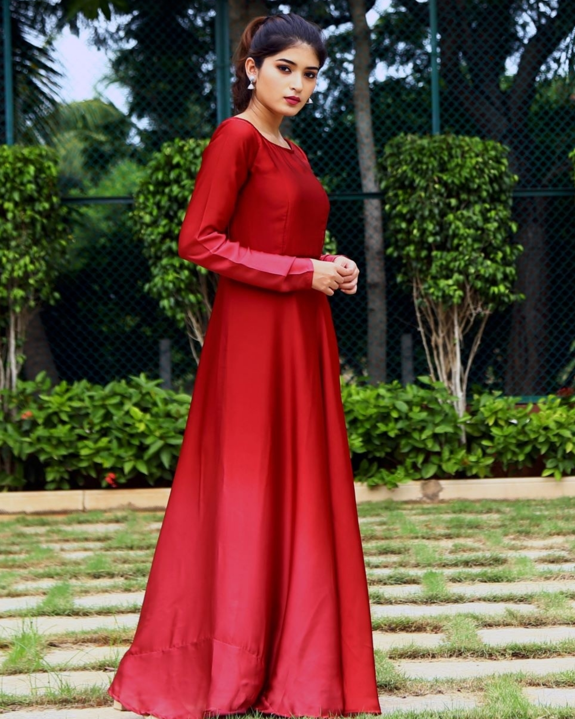 Maroon shaded maxi by The Anarkali Shop | The Secret Label