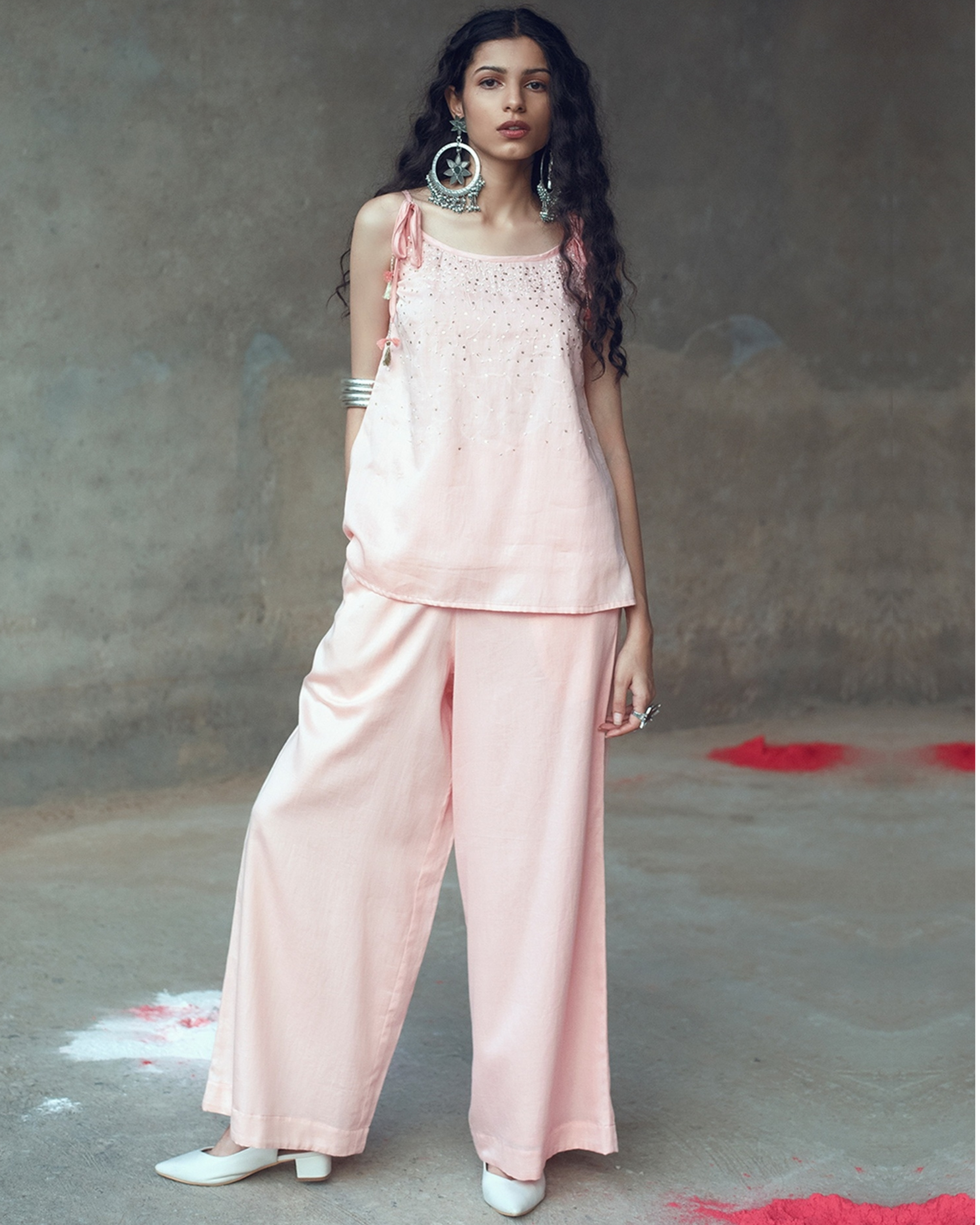 Pink top & pant set - set of two by Gulaal | The Secret Label