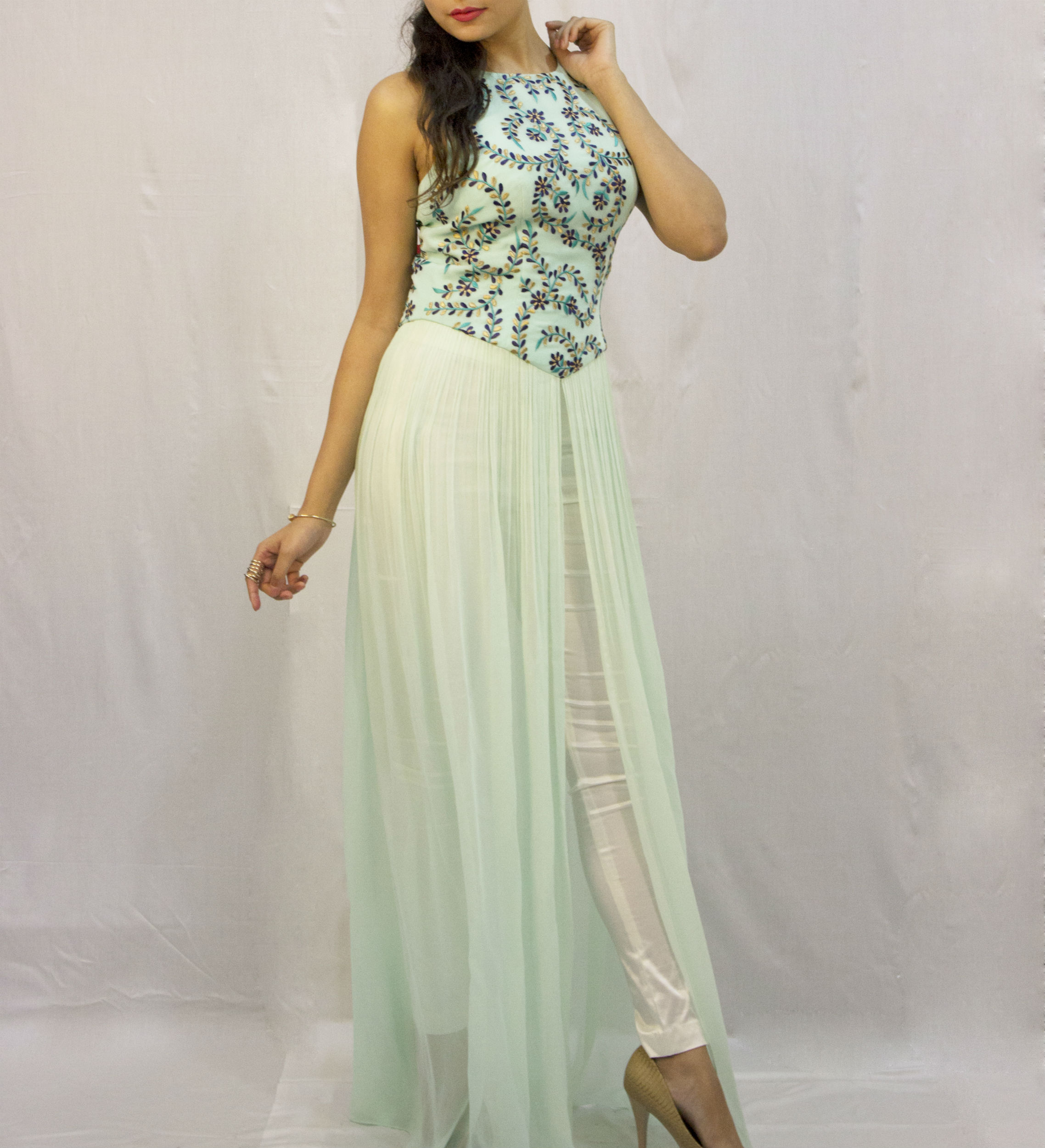 Mint corset tunic by Hirika Jagani | The Secret Label