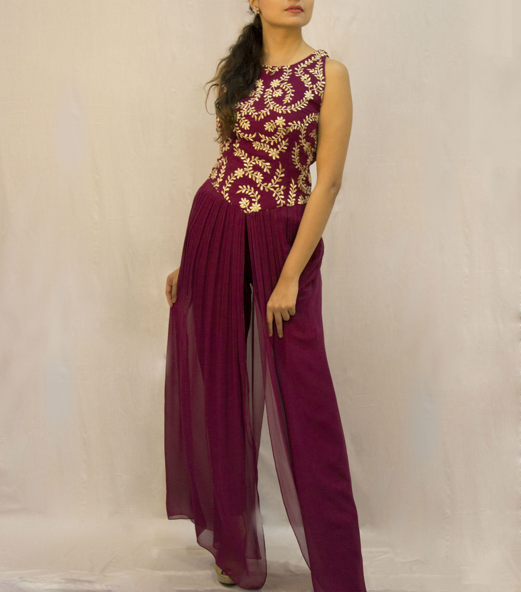 Wine corset tunic by Hirika Jagani | The Secret Label