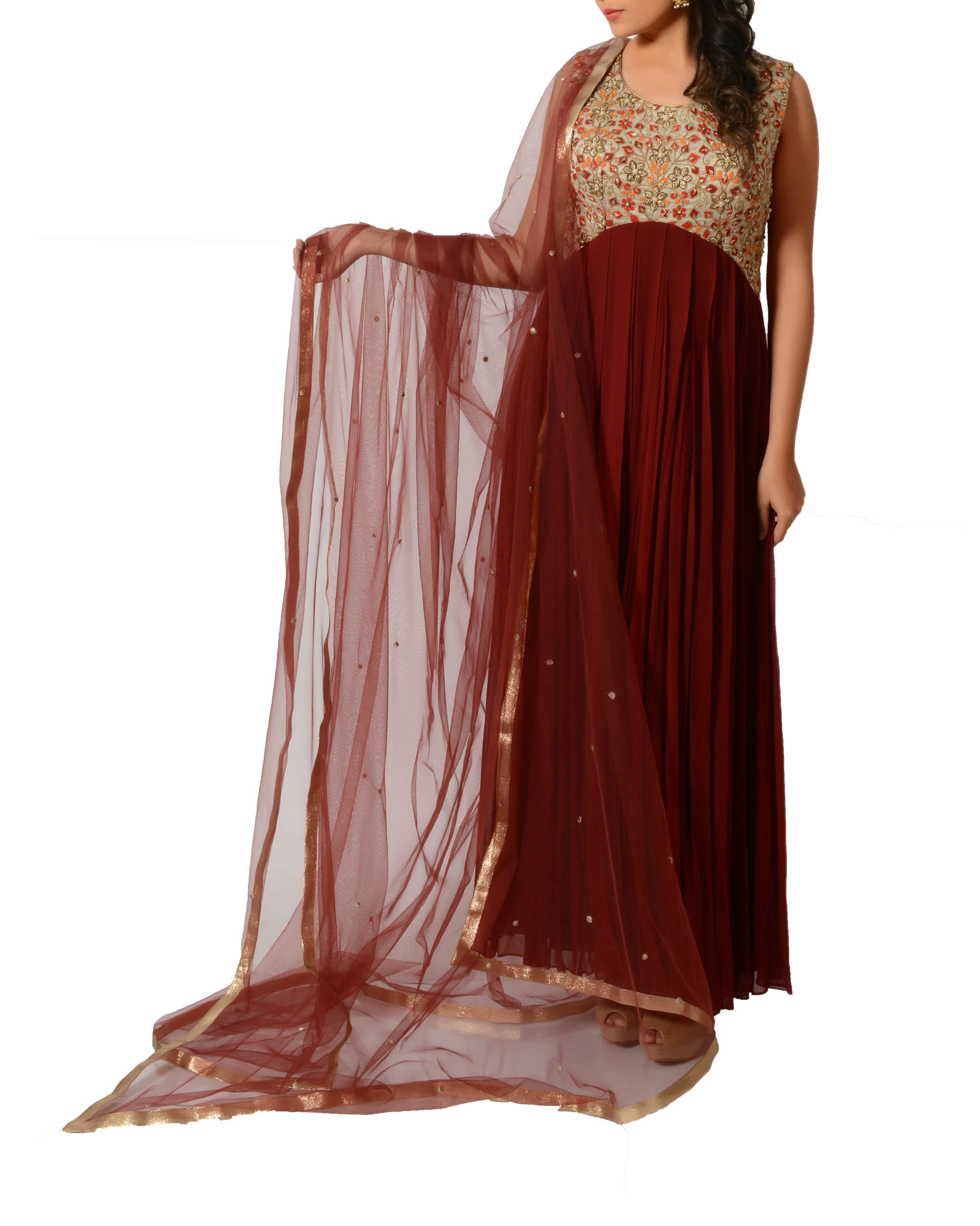 Maroon highlight anarkali by Hirika Jagani | The Secret Label