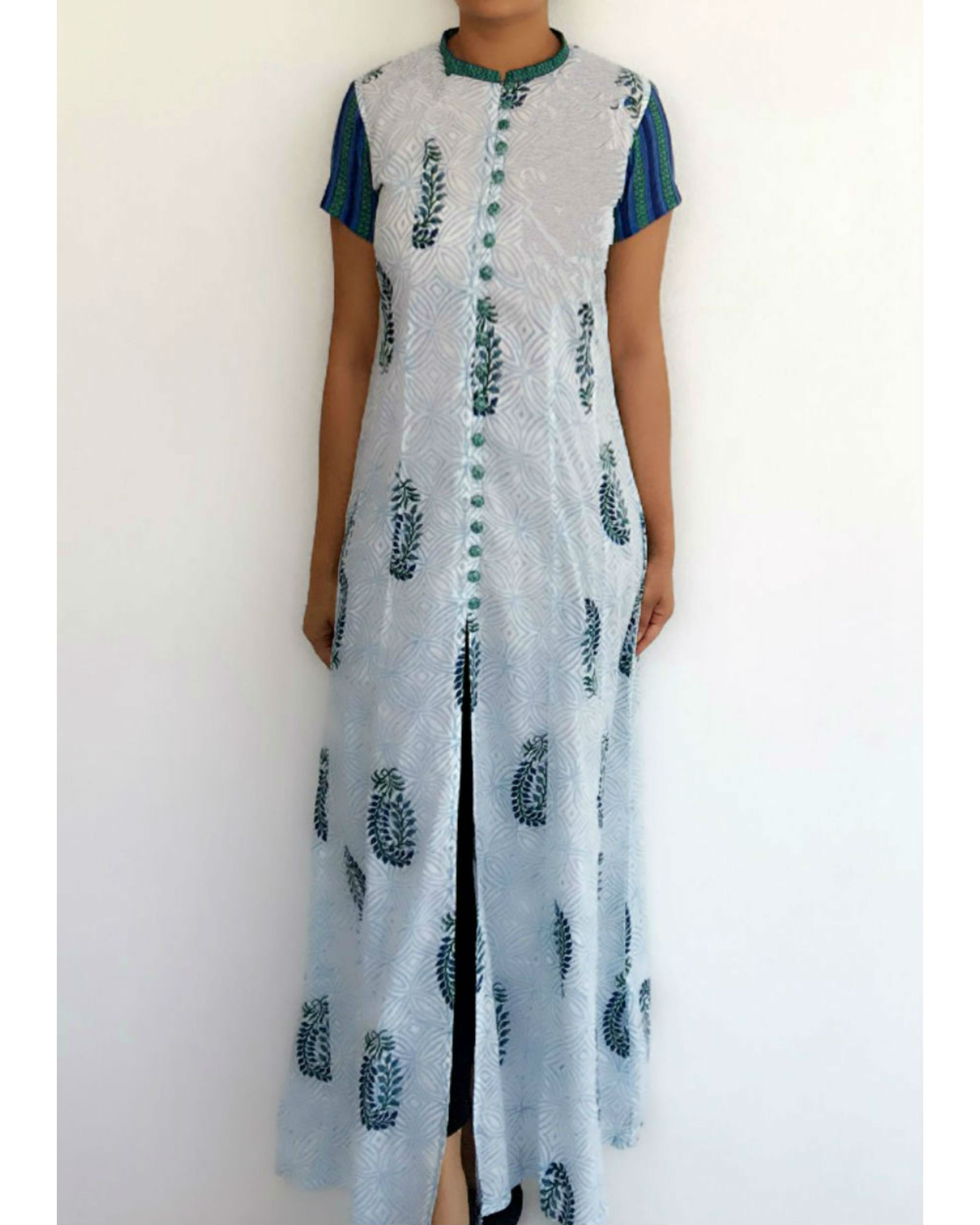 White block printed and hand painted cape by The Home Affair | The ...