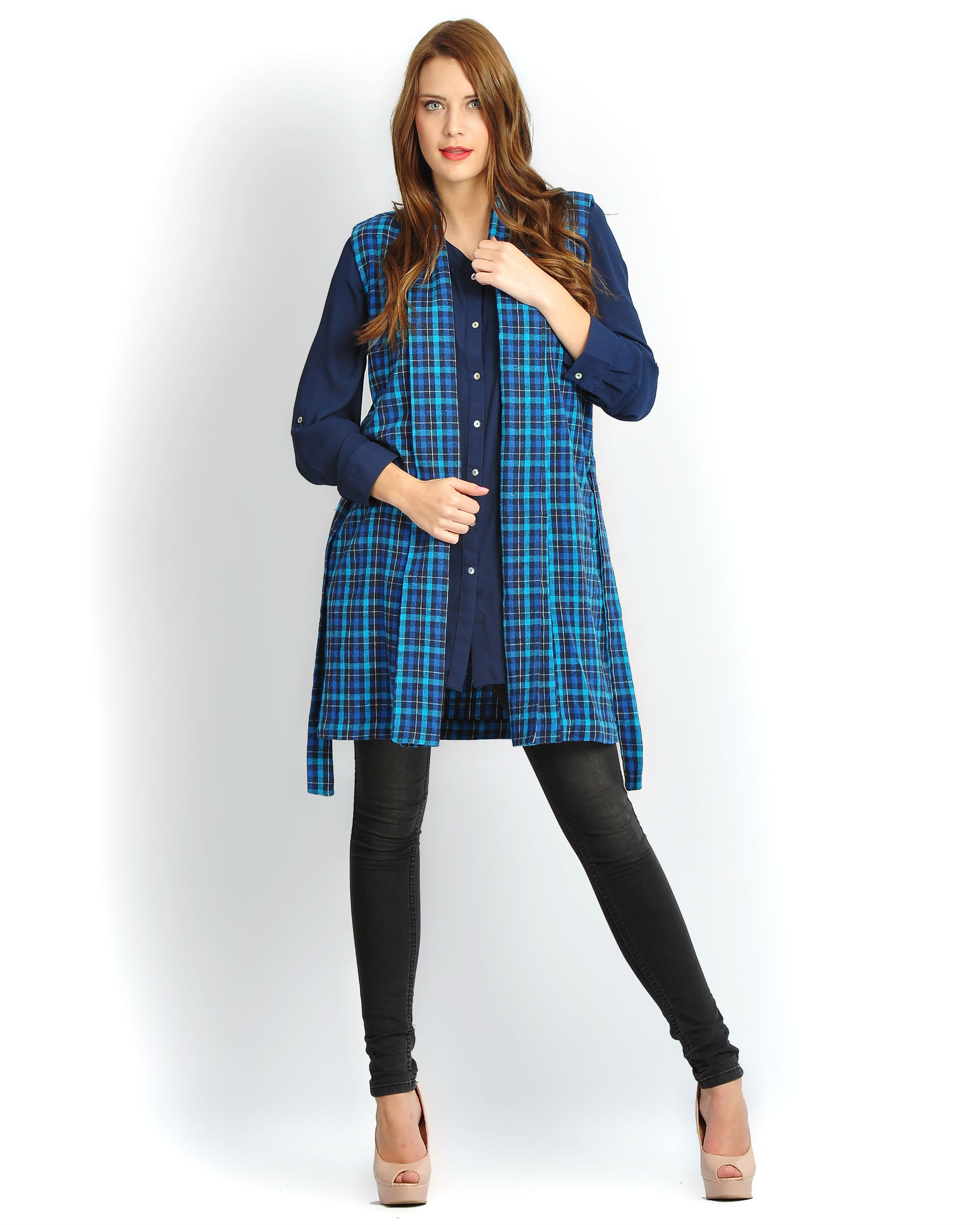 Blue check sleeveless tunic by Chique | The Secret Label