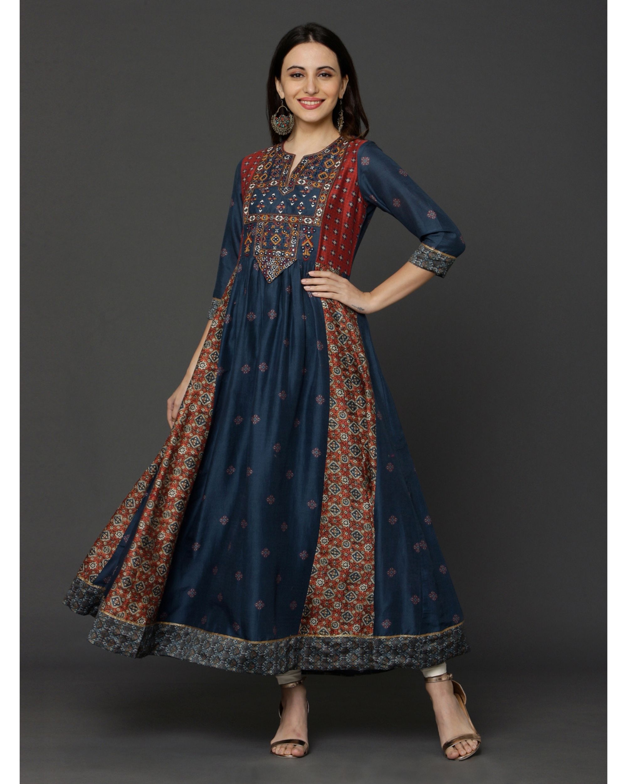 Blue digital dress by Ojas Designs | The Secret Label