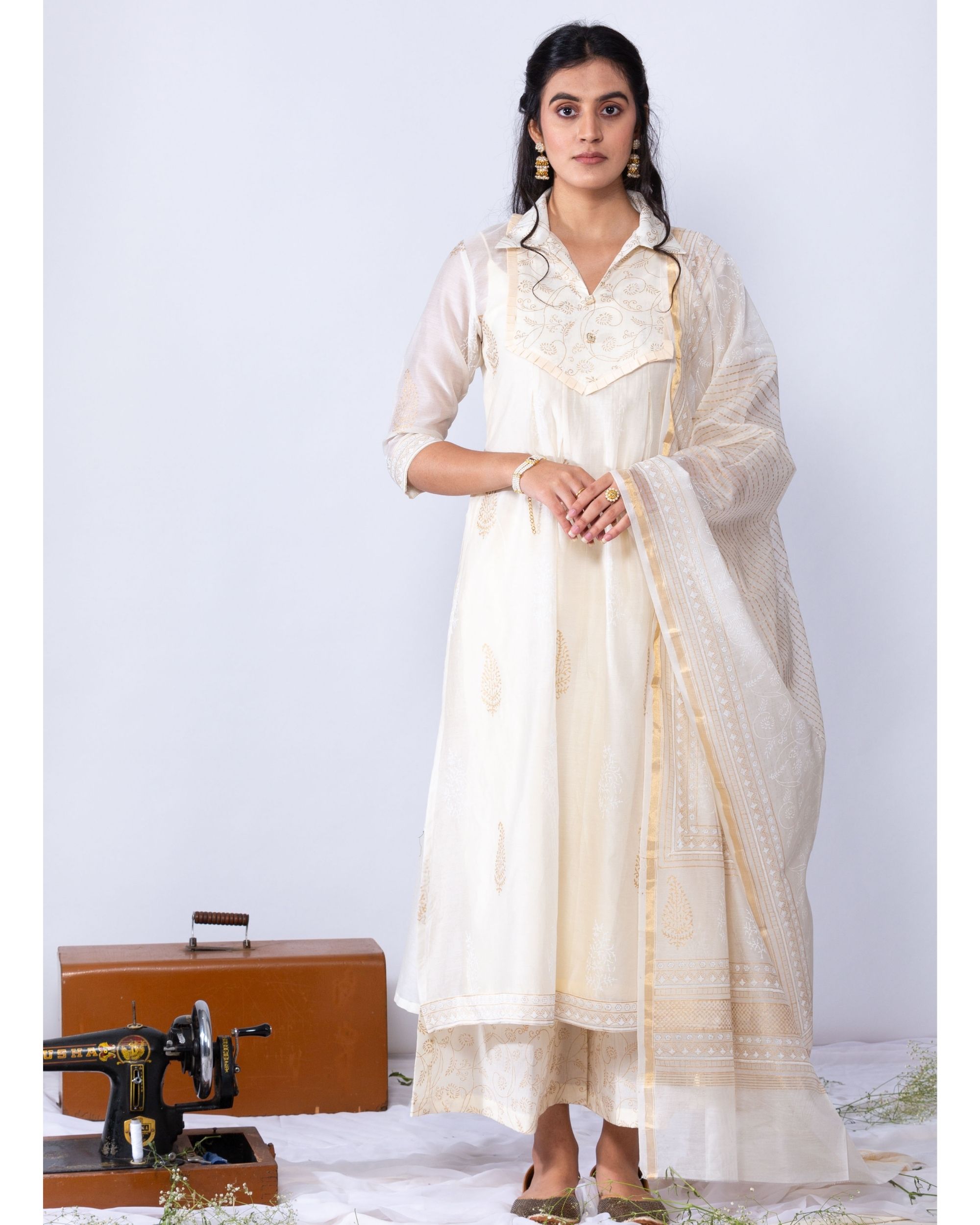 Sunheri suit set - set of three by Shrinkhla | The Secret Label