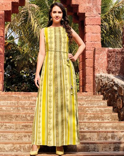 Yellow floral digital printed embellished dress by Satya Designs | The ...