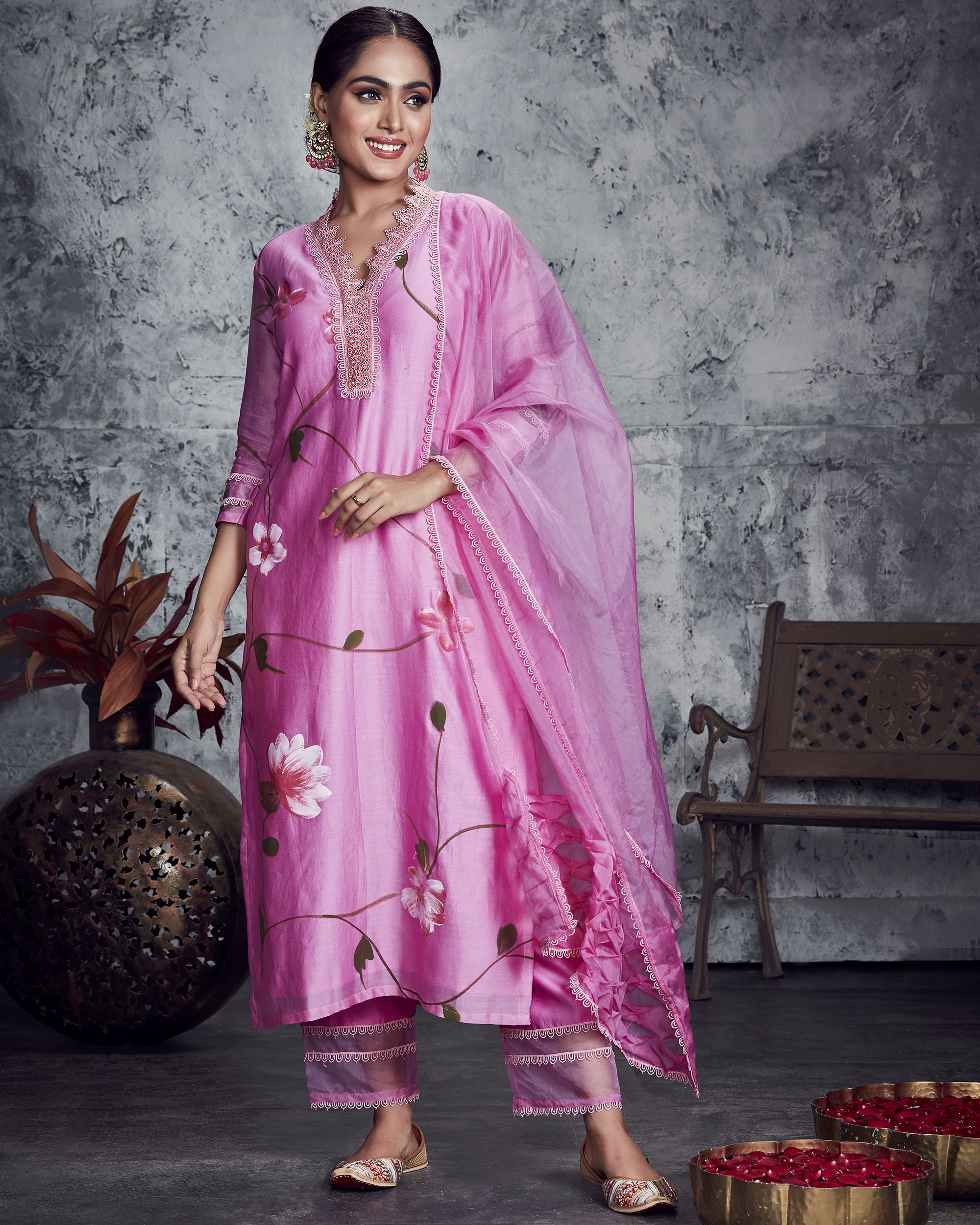 Hand painted pink suit set - set of three by Miar | The Secret Label