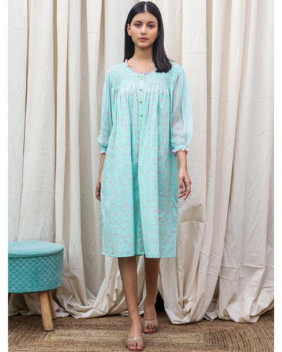 Light blue short flared dress by Chappai | The Secret Label