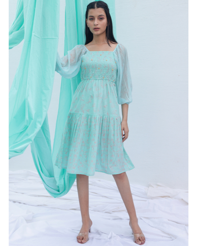 Light blue flared dress by Chappai | The Secret Label