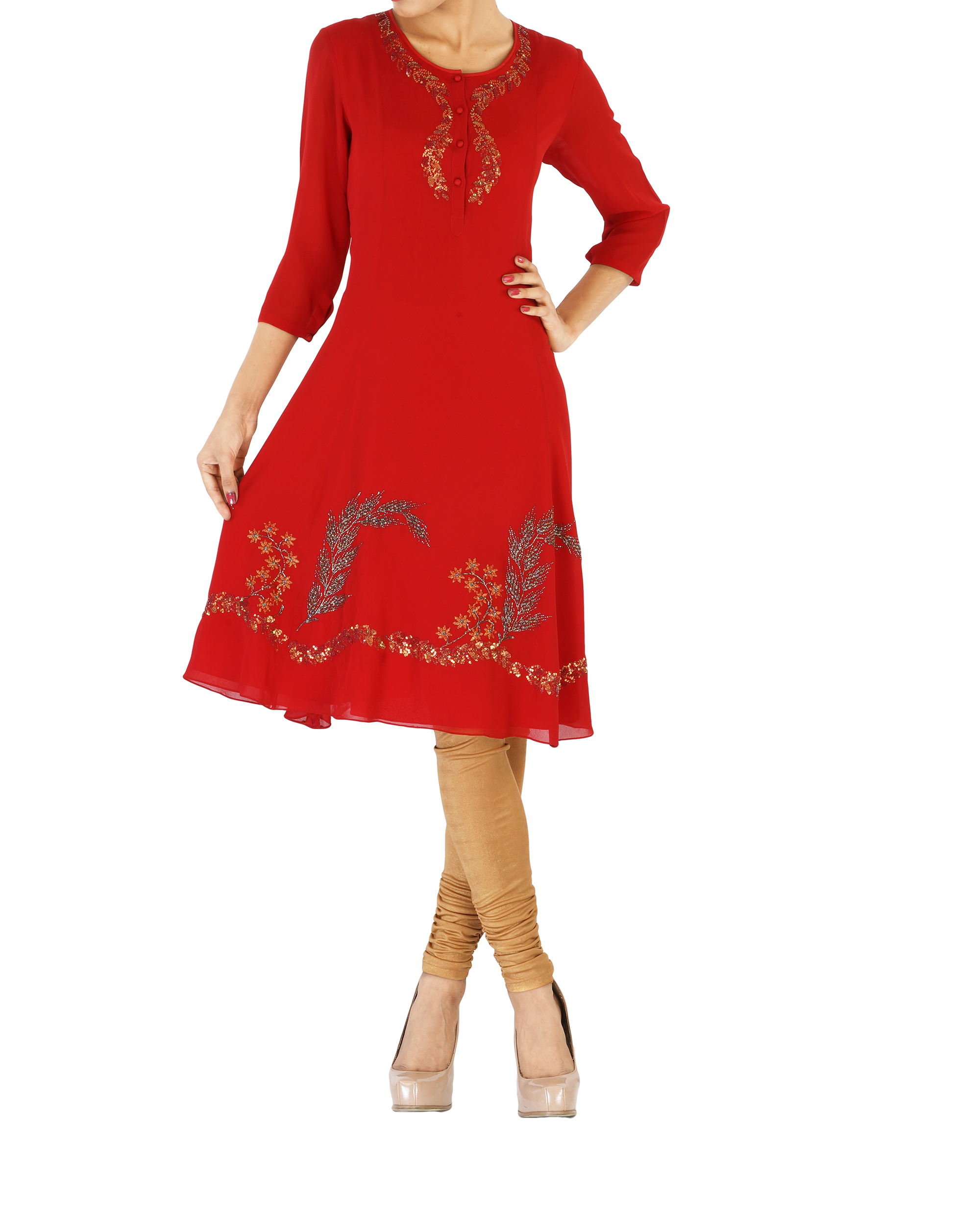 red flared tunic by Aditya Dugar | The Secret Label