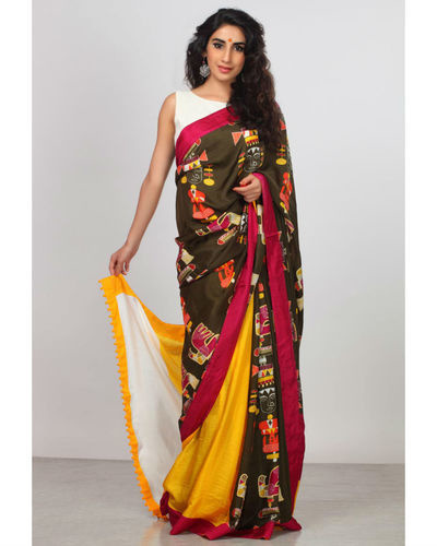 Olive sari by Udd | The Secret Label