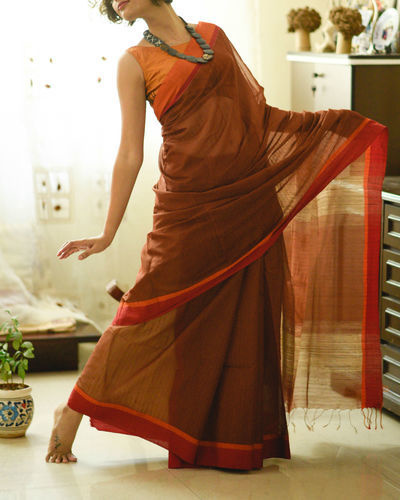 Orange and rust sari by Suta | The Secret Label