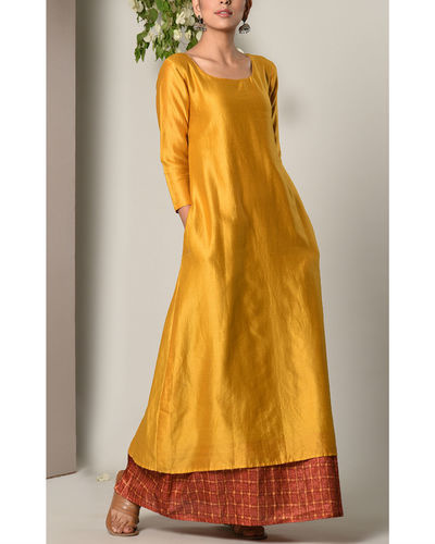 Mustard grid border dress by trueBrowns | The Secret Label