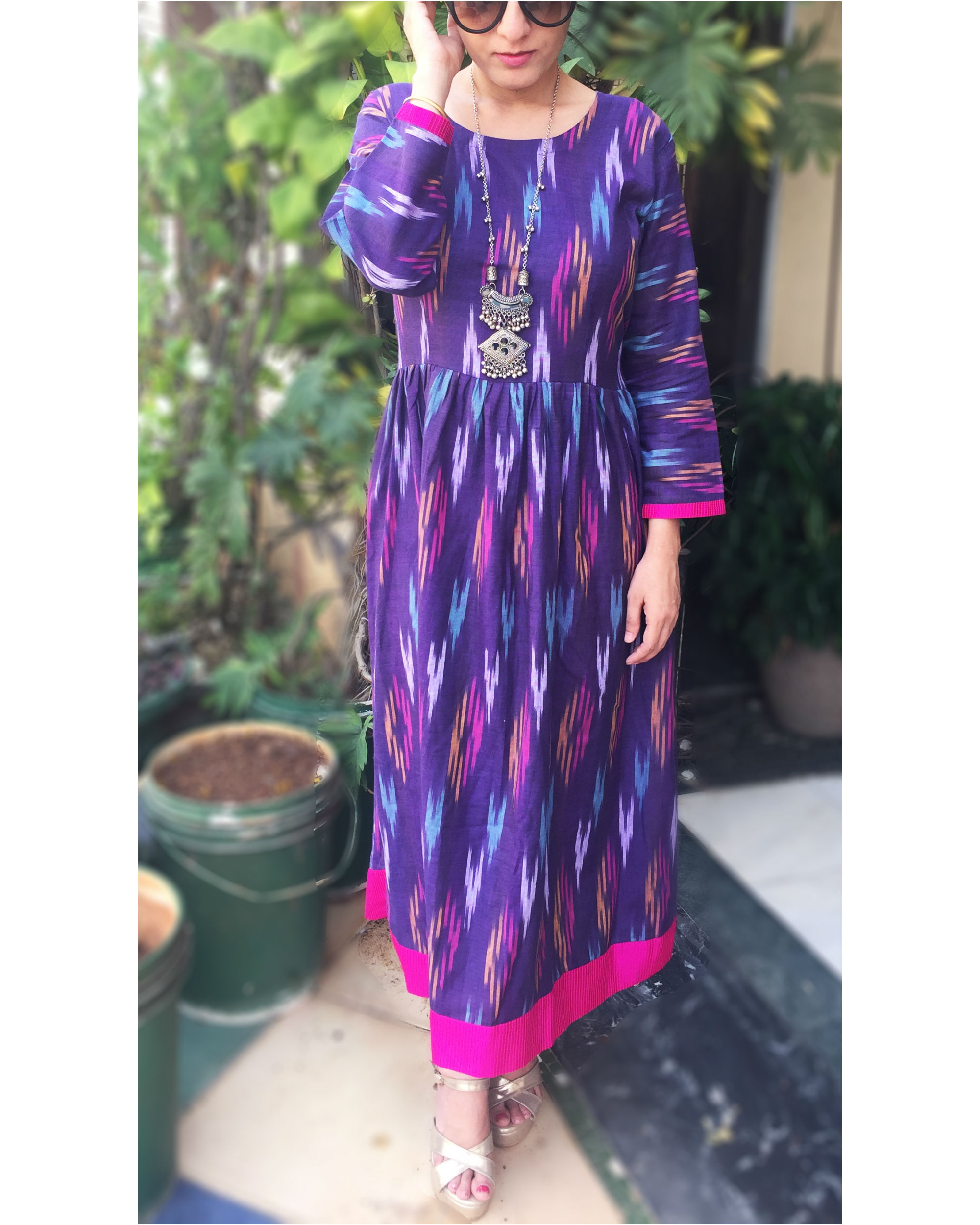 Purple Handwoven Ikat Dress by Dorii | The Secret Label