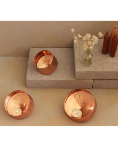 Whirling copper tea light holder - large by Studio Coppre | The Secret ...