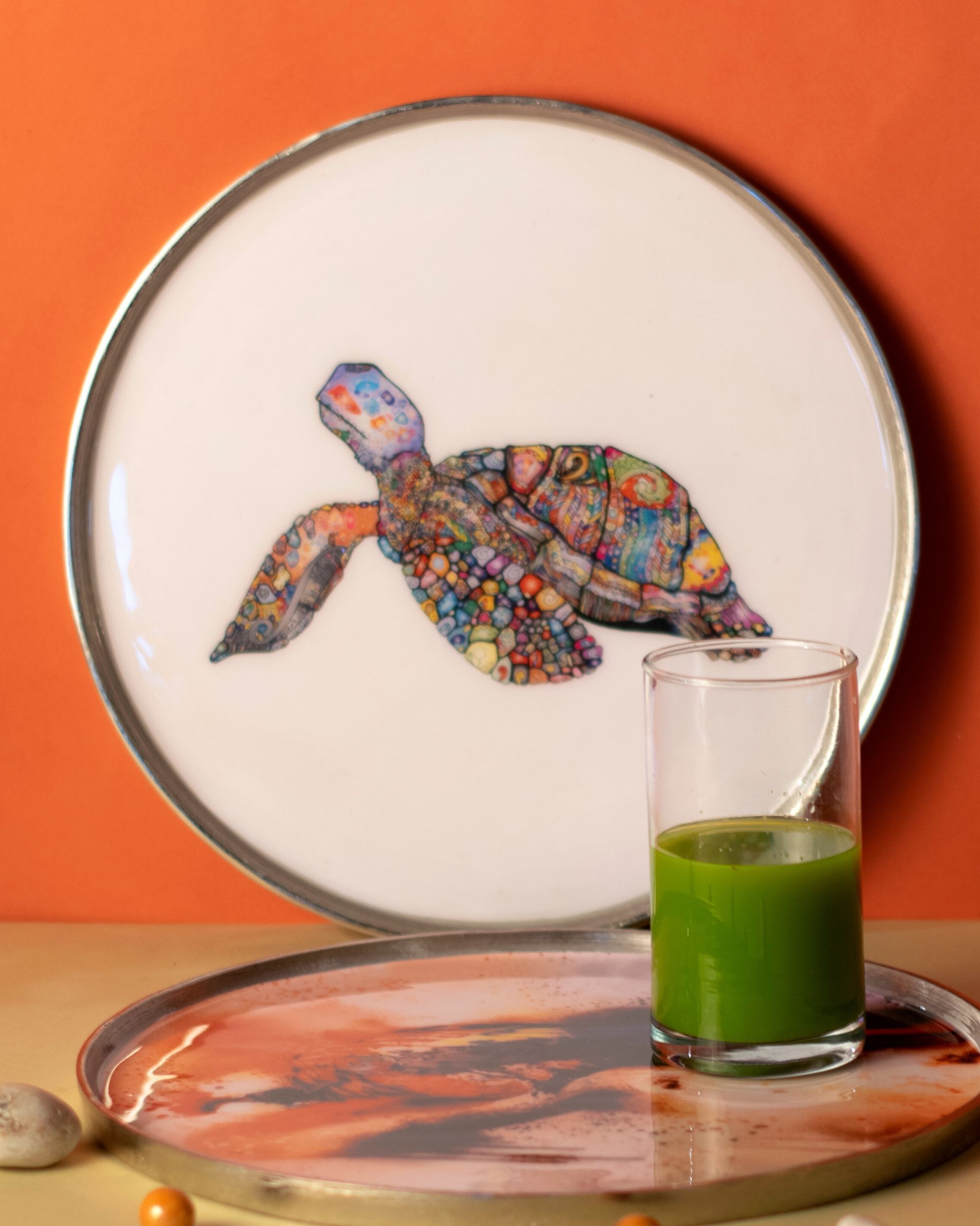 Ornament turtle round table tray by The Talking Table | The Secret Label