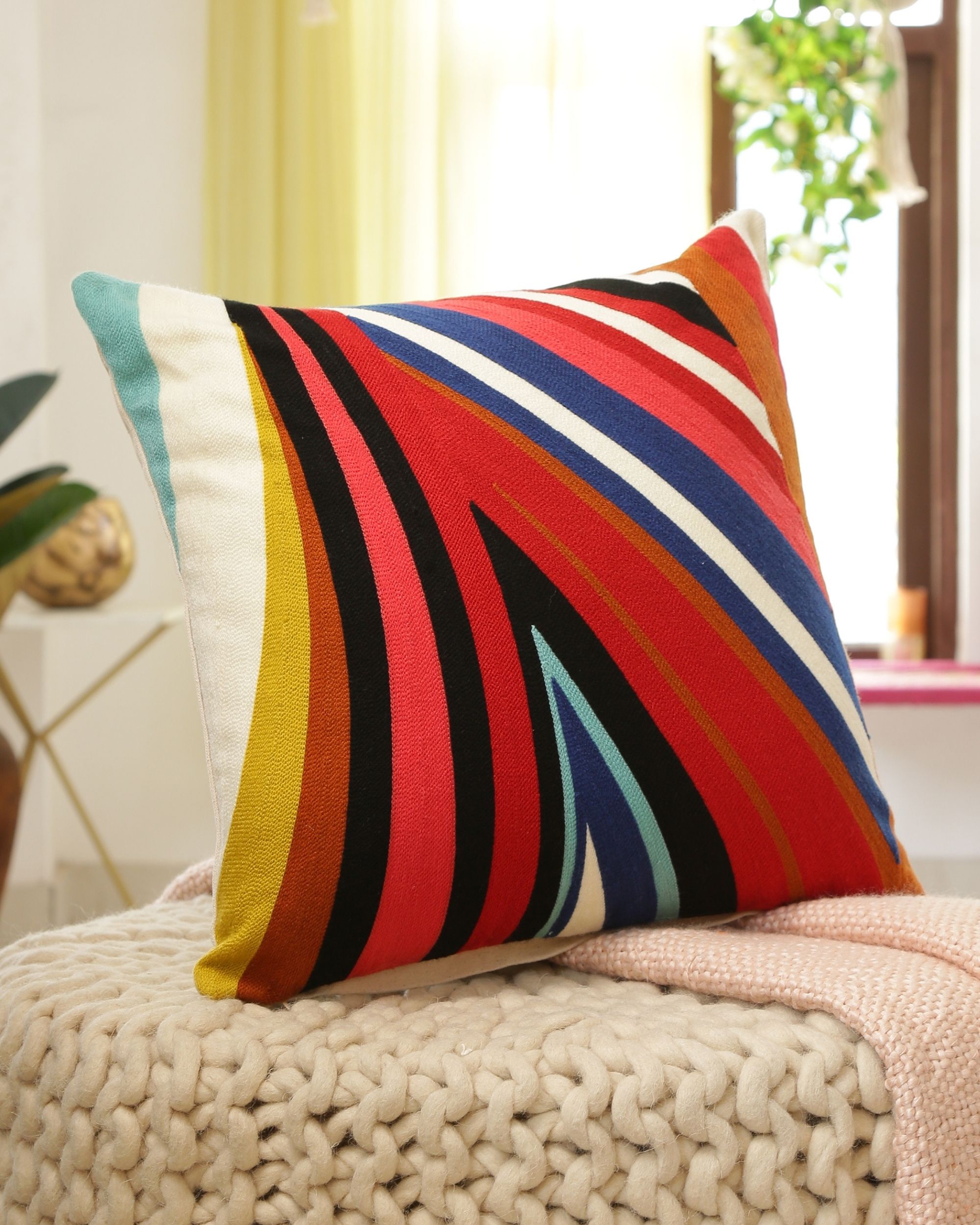 Abstract embroidered cushion cover by Amoliconcepts | The Secret Label