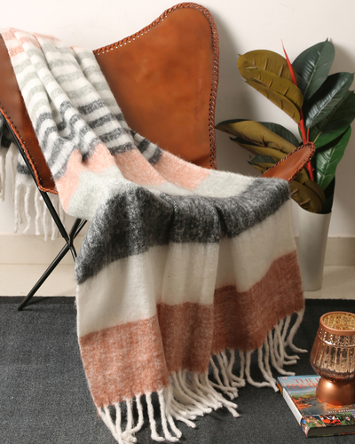 Pink and grey multicolour throw by Amoliconcepts | The Secret Label