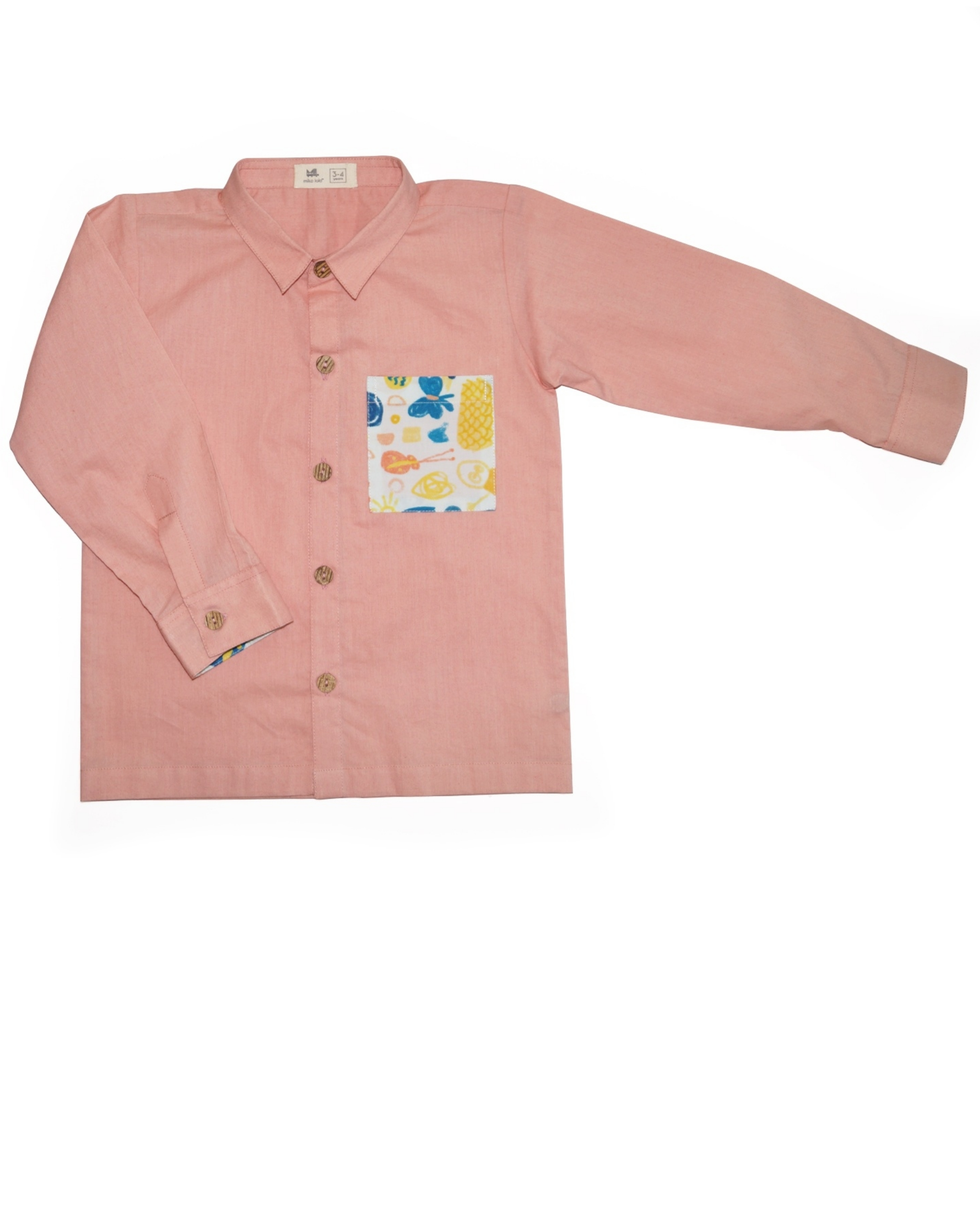 Peach pink printed formal shirt by Miko Lolo | The Secret Label