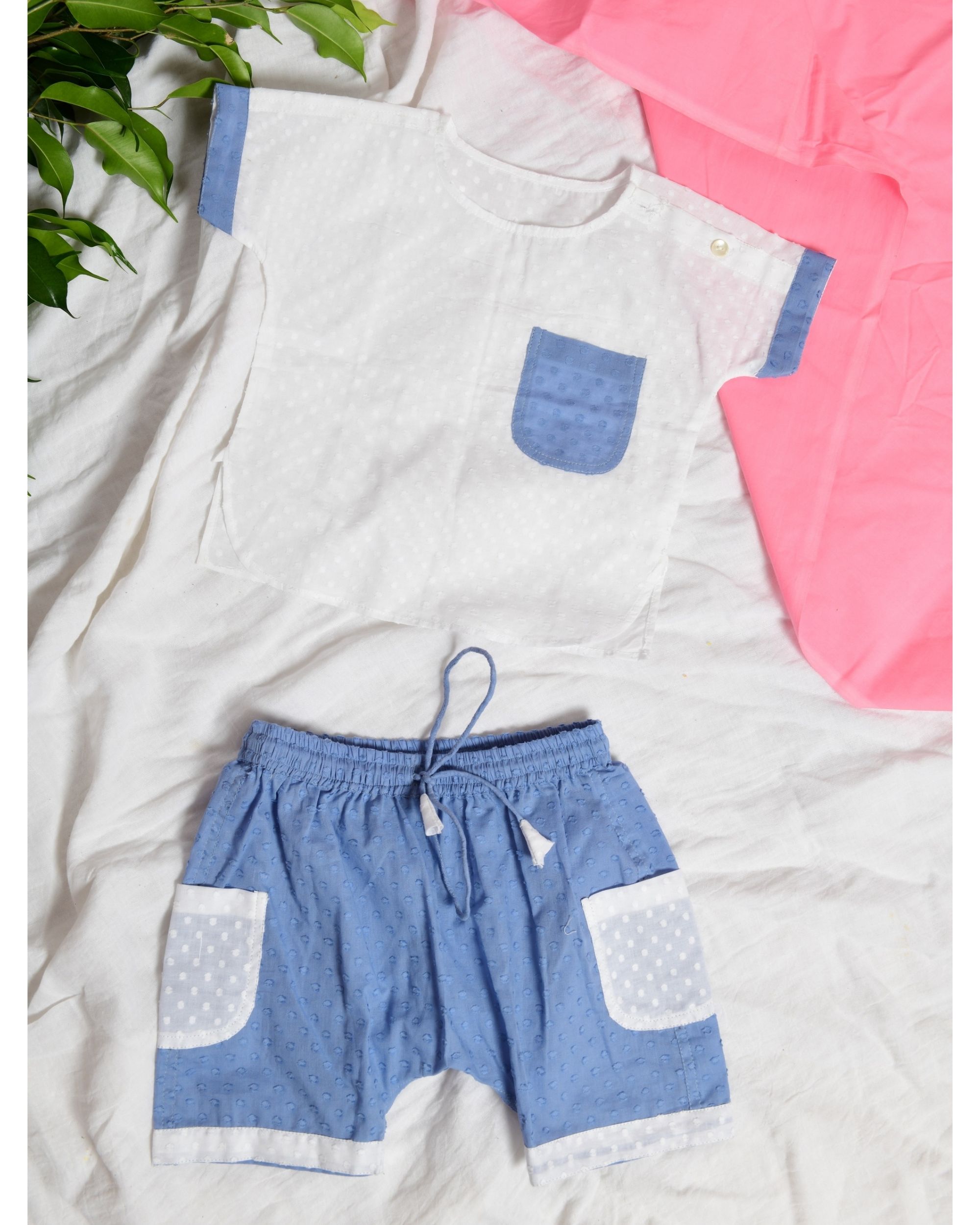 White and blue dobby set - set of two by Rui Batte | The Secret Label