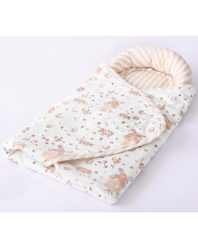 Brown farm animal Printed baby wrap by Lil Pinwheel | The Secret Label