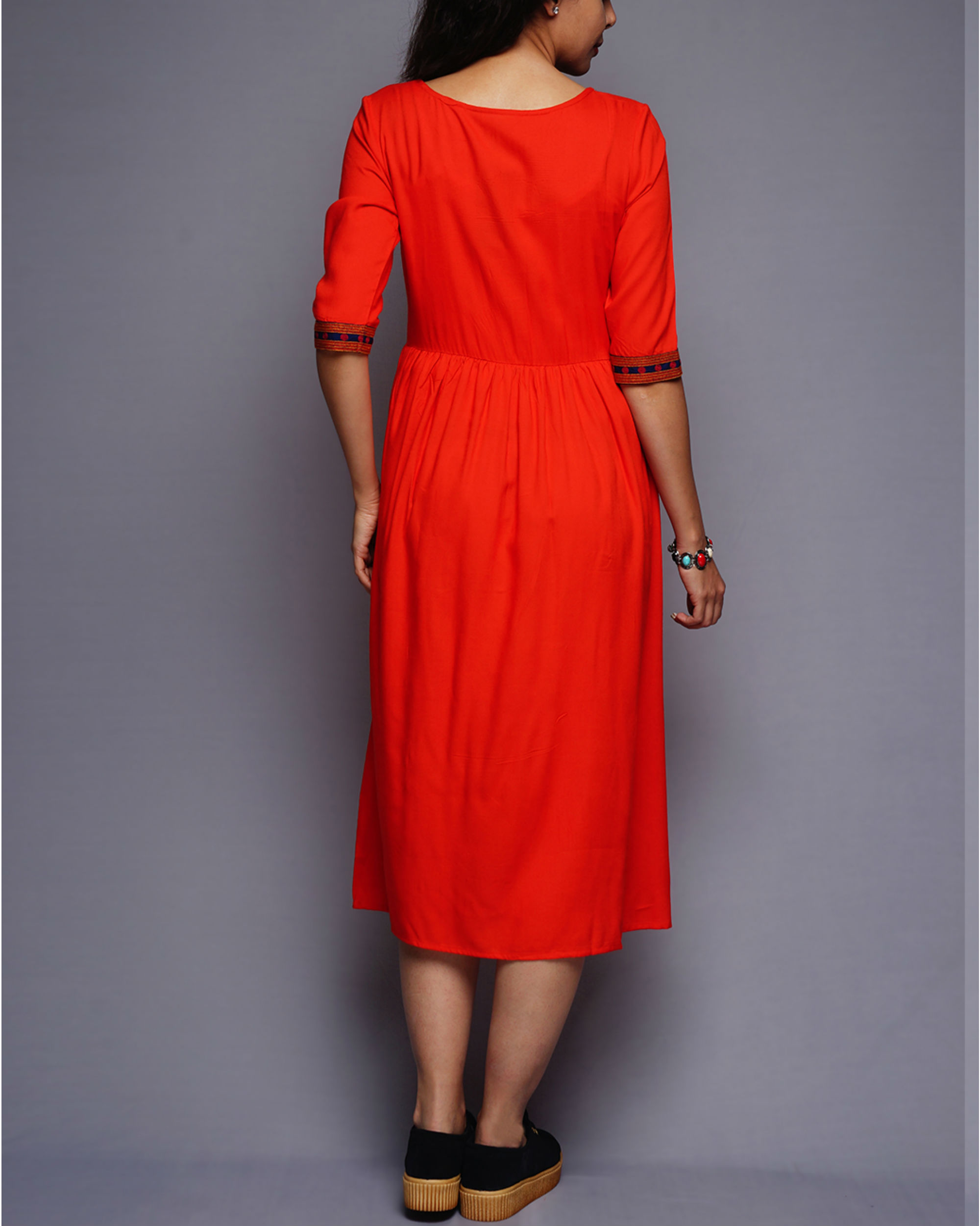 Embroidered yoke gathered dress by UNTUNG | The Secret Label
