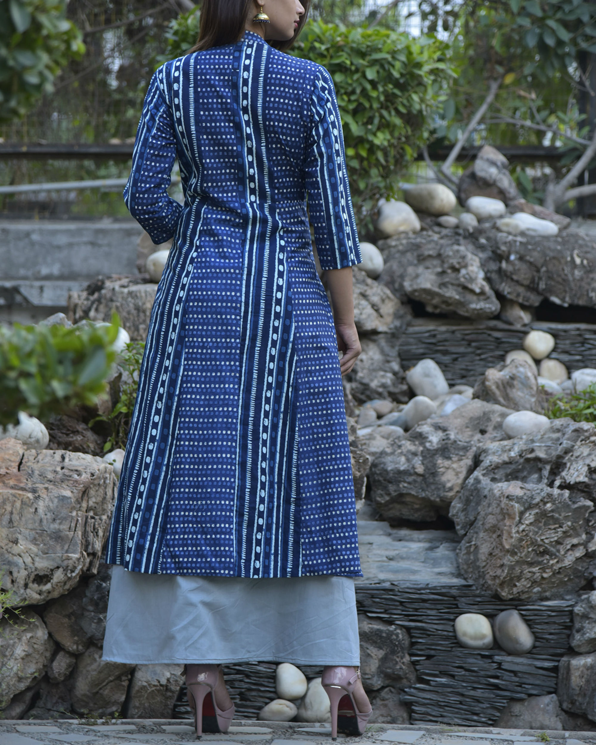Indigo jacket with an inner by Suramya | The Secret Label