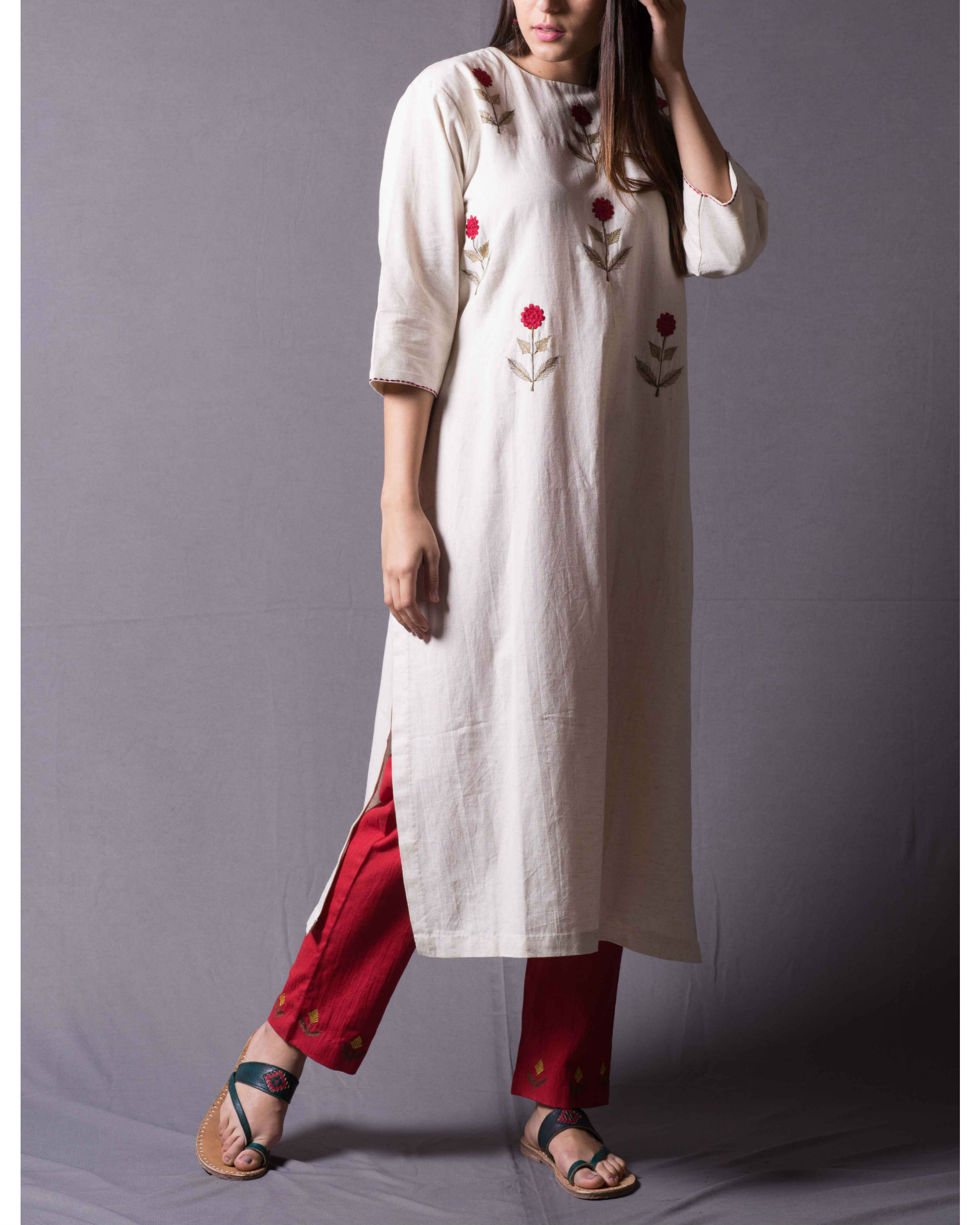 Ivory Red Mogra Set by Purple Panchi | The Secret Label