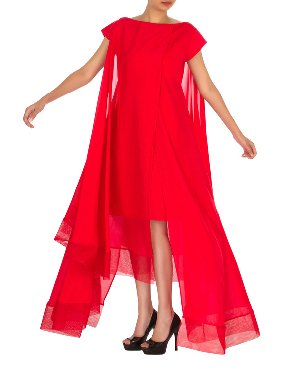 Four panelled red gown by Megha Garg | The Secret Label